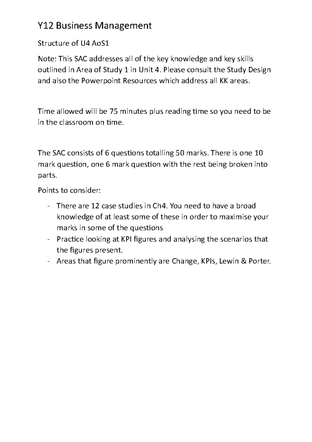 Structure of U4 Ao S1 - yeah - Y12 Business Management Structure of U4 ...