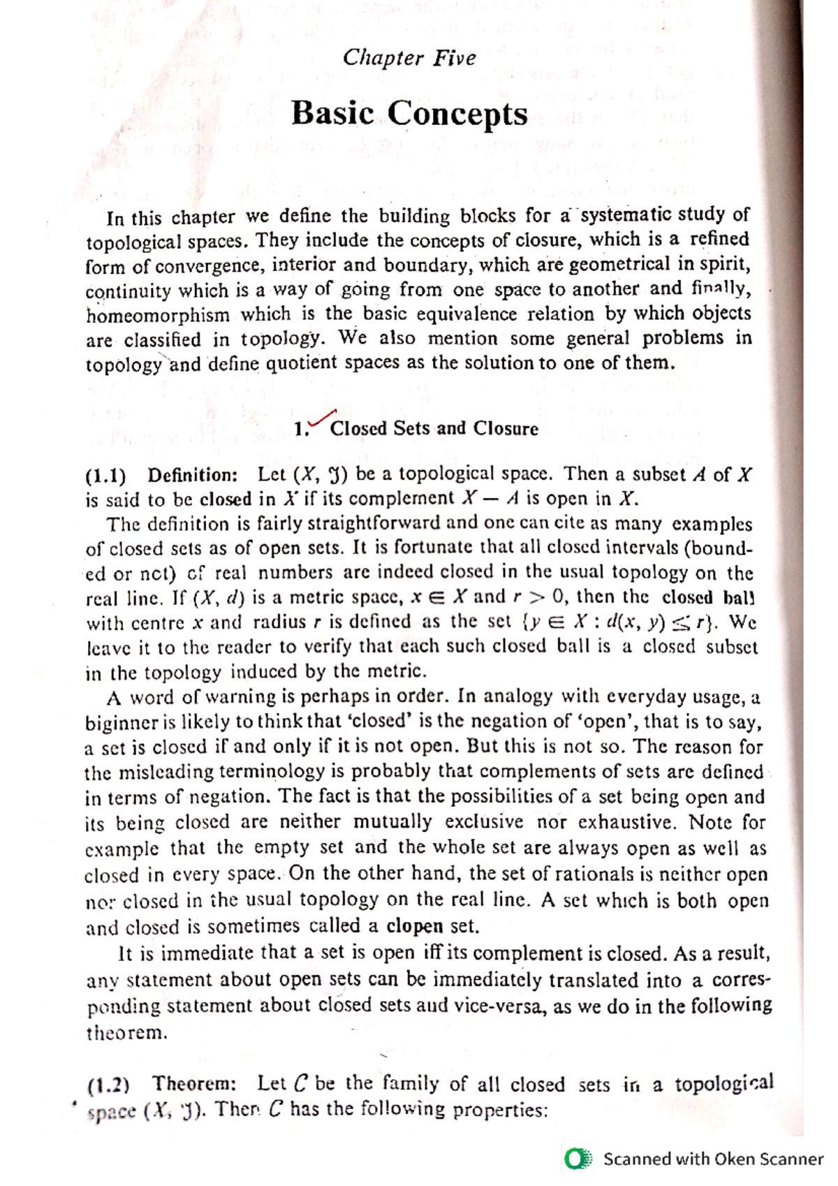 Chapter - Closed sets and Closure of Topological spaces - Mathematics ...
