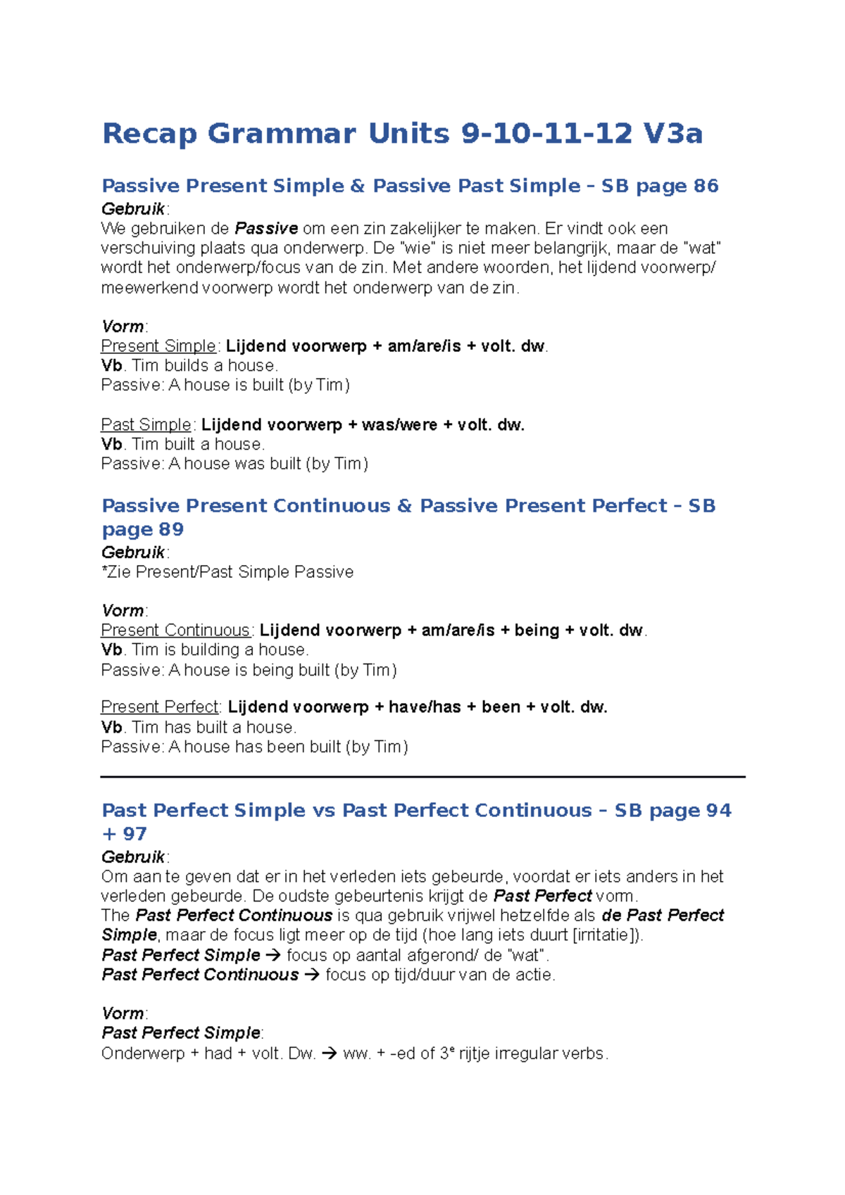 Recap Grammar Units 9-10-11-12 - Recap Grammar Units 9-10-11-12 V3a ...