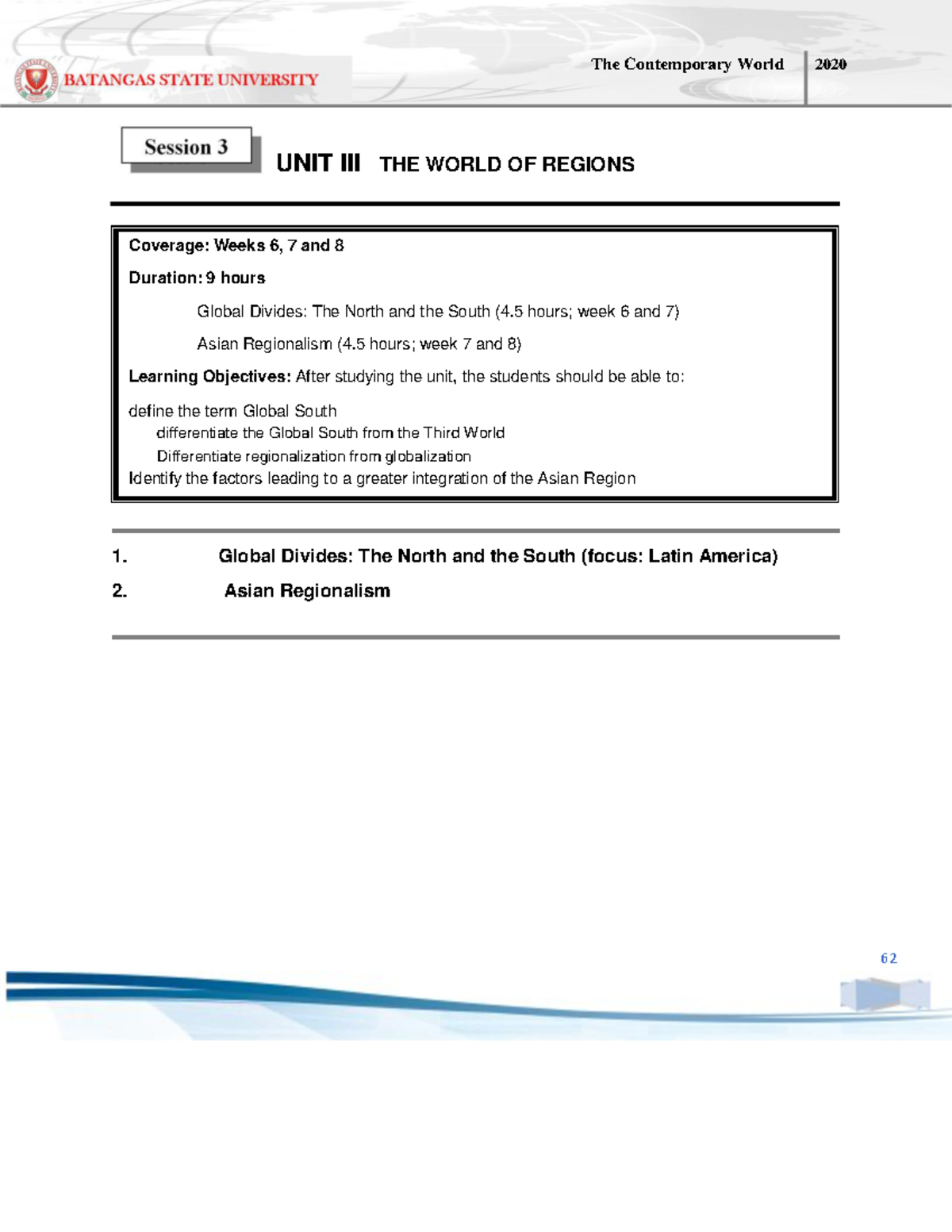 Unit 3 Session 3.2 Asian Regionalism - UNIT III THE WORLD OF REGIONS ...