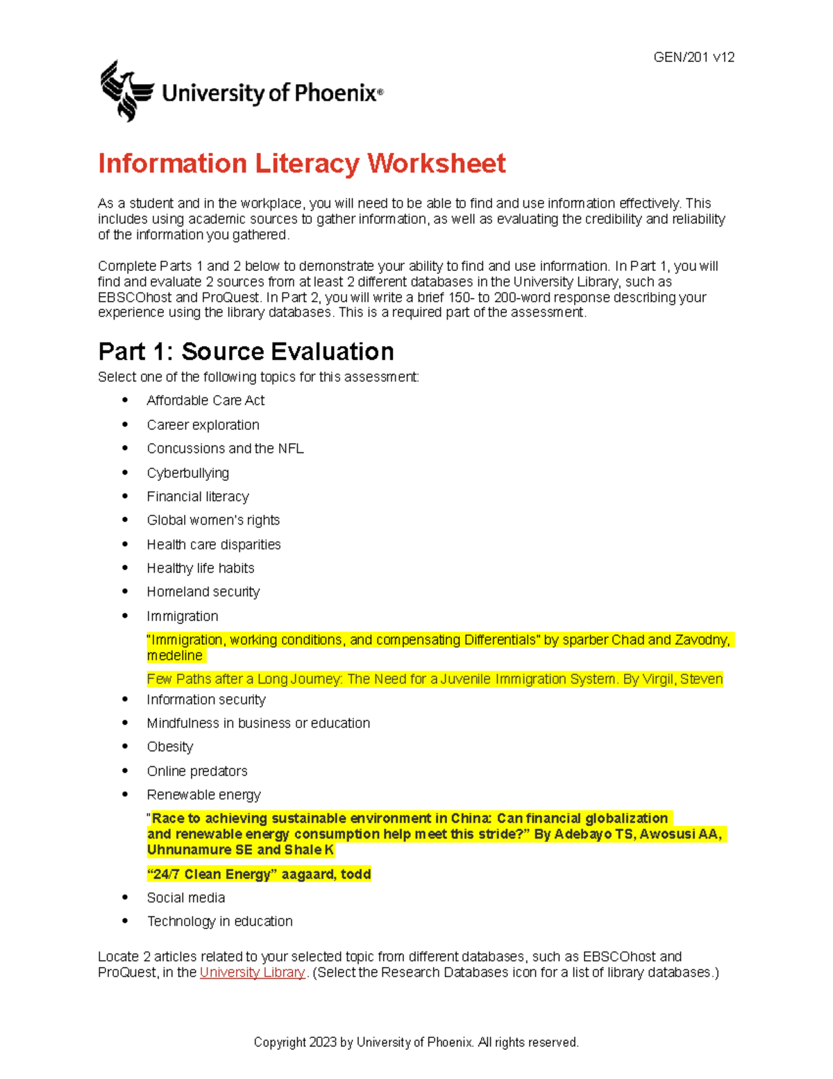 Gen201 v12 wk4 information literacy worksheet - GEN/201 v Information ...