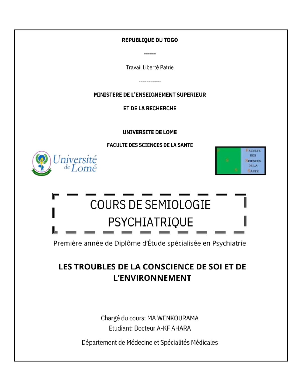 Troubles de la conscience de soi et de l'environnement - Plus ...