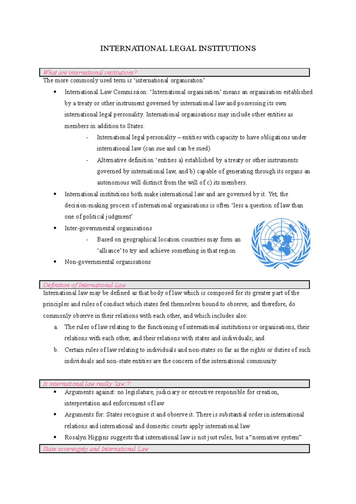 1. International Legal Institutions - INTERNATIONAL LEGAL INSTITUTIONS ...
