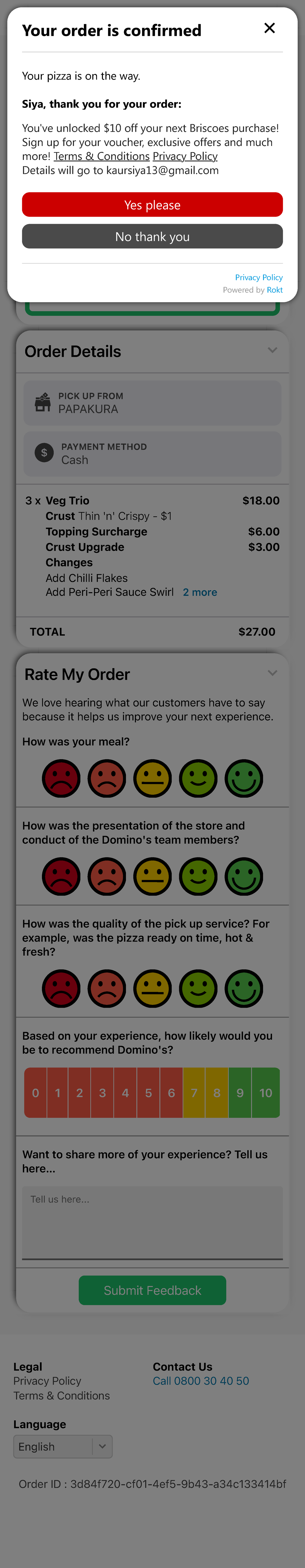 Domino's Online Ordering - Live Pizza Tracker Estimated Pickup Time ...