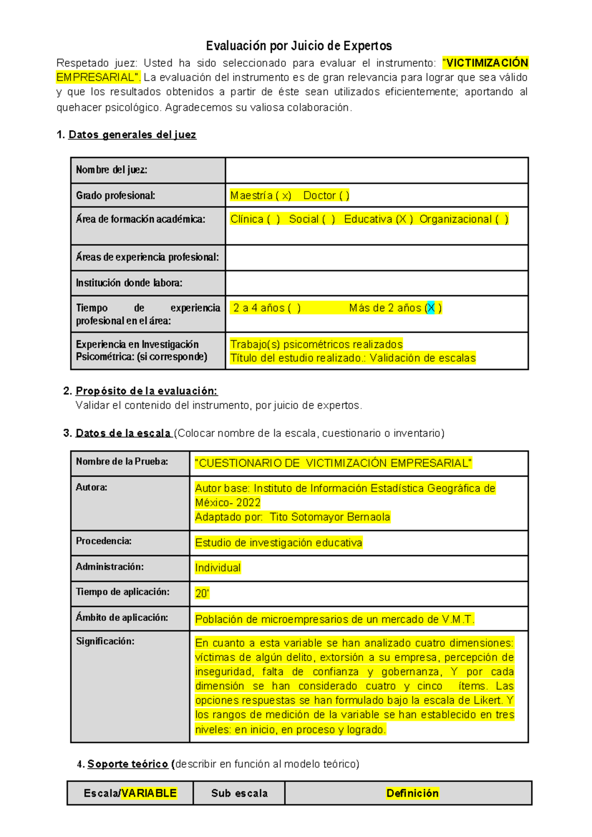Formato DE Validación POR Juicio DE Expertos - Evaluación por Juicio de ...