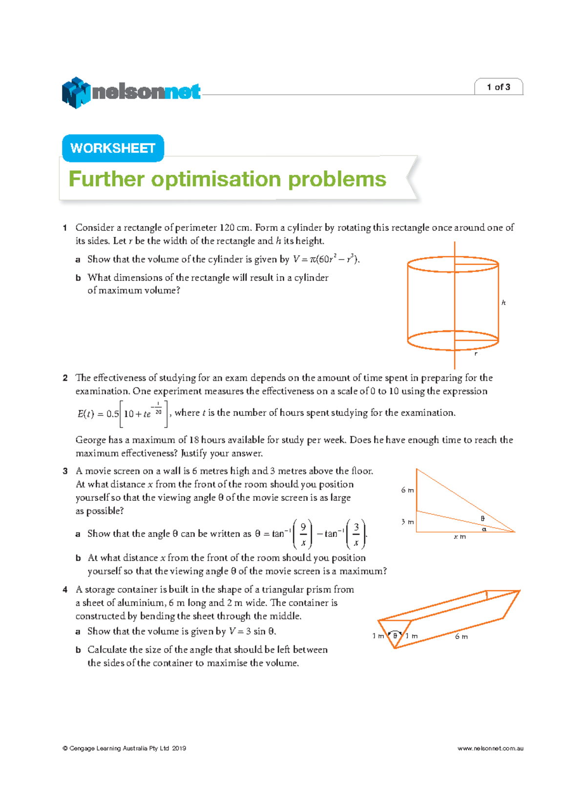 Further optimisation problems - © Cengage Learning Australia Pty Ltd ...