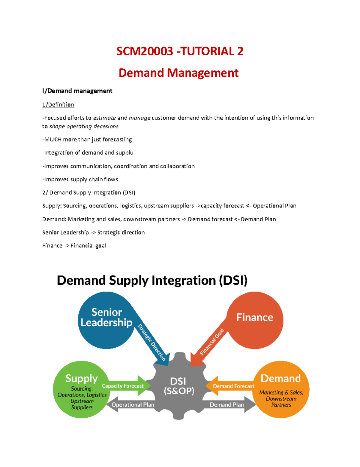 WEEK2 - Demand Management - SCM20003 -TUTORIAL 2 Demand Management I ...