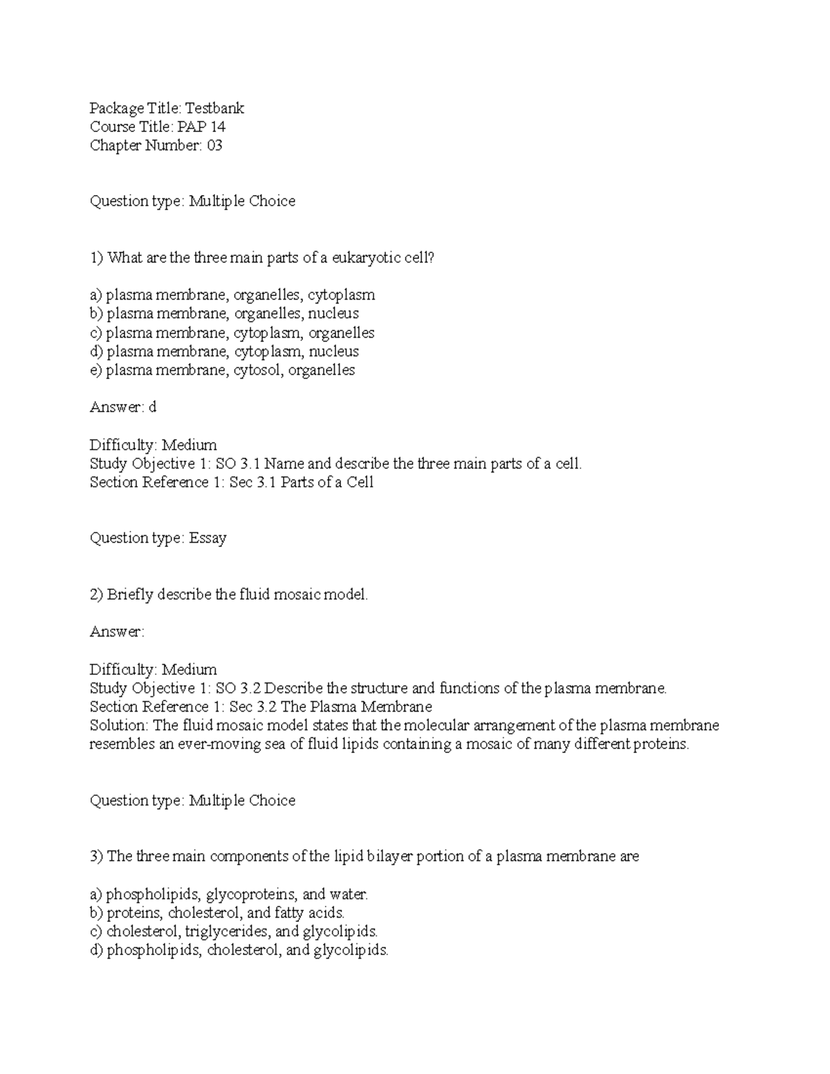 Biol 235 Unit 3 Sample Questions - Package Title: Testbank Course Title ...