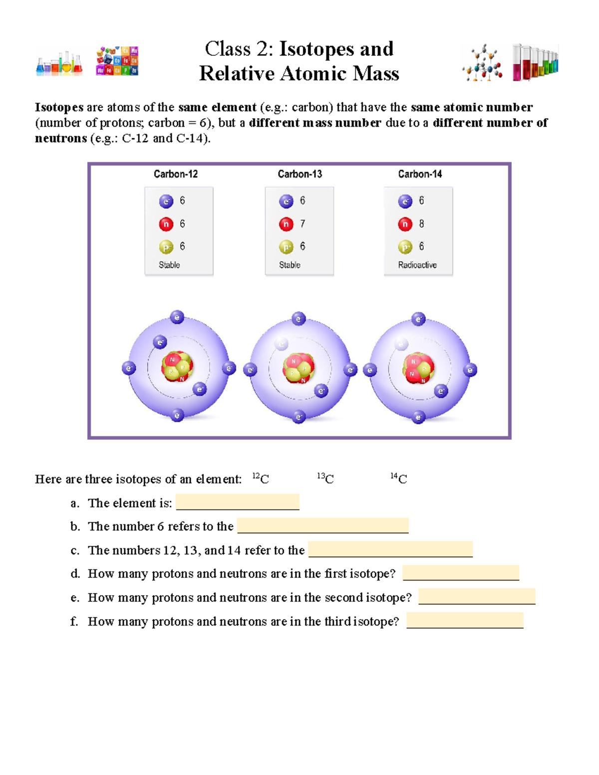 Class 2 Isotopes and relative Mass - Class 2: Isotopes and Relative ...