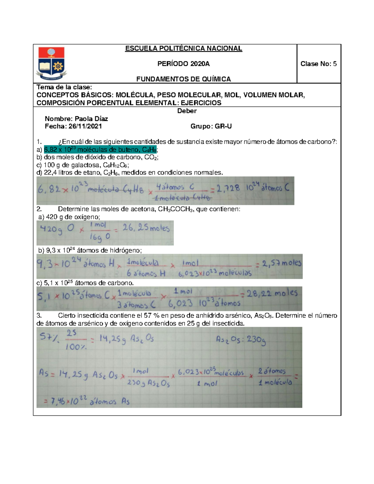 Clase 5...CONCEPTOS BÁSICOS: MOLÉCULA, PESO MOLECULAR, MOL, VOLUMEN ...