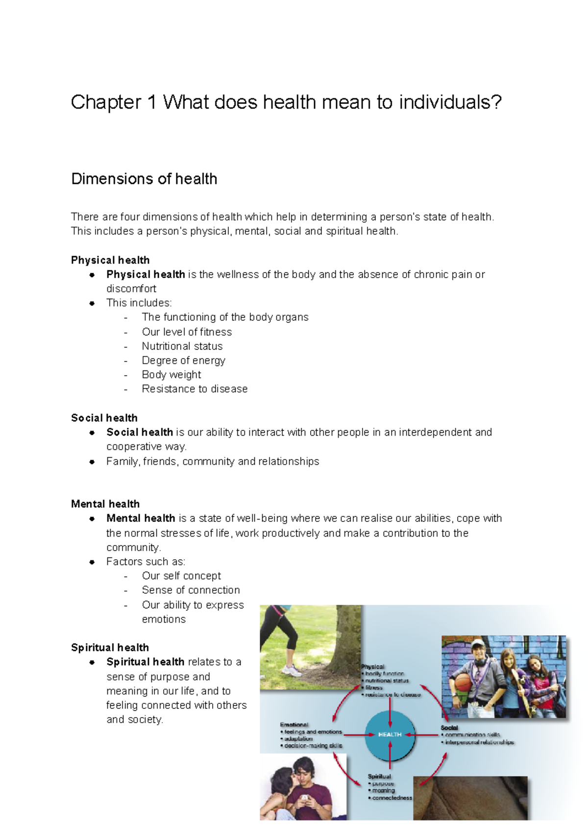 Pdhpe Study Notes - ignore - Chapter 1 What does health mean to ...