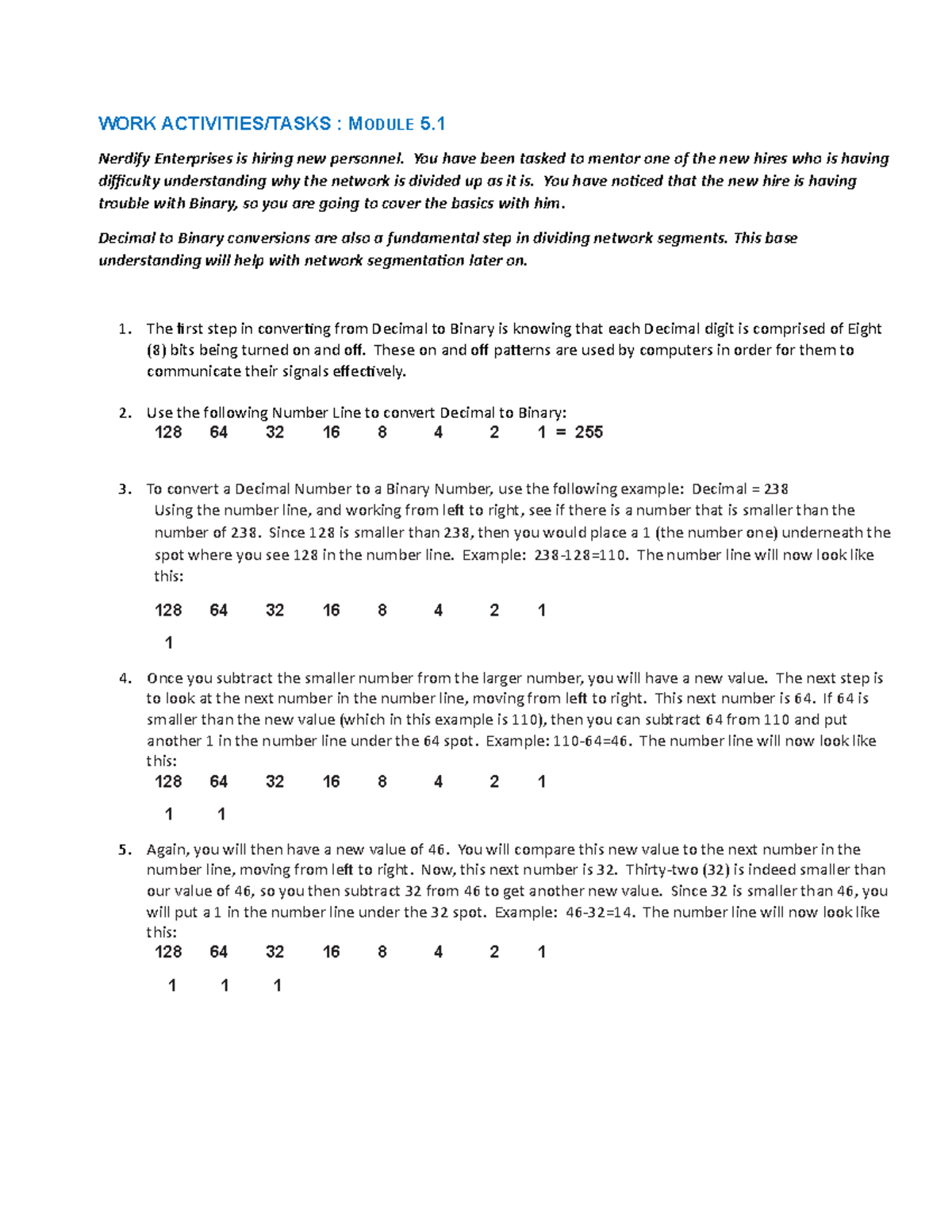 Fund Networking - reflection lab - WORK ACTIVITIES/TASKS : MODULE 5. Nerdify Enterprises is ...