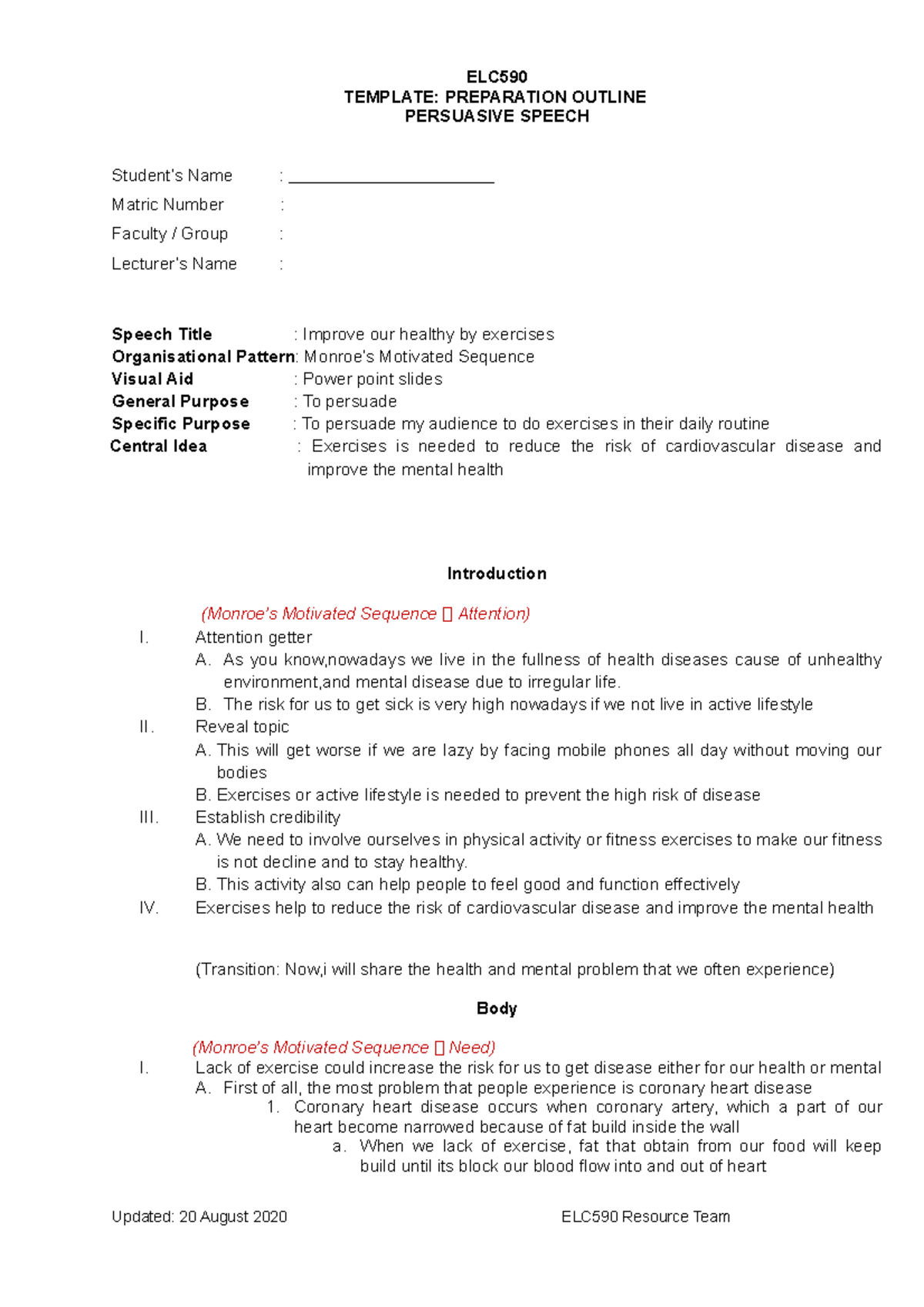ELC590 PS Outline Template (2008 20) - ELC TEMPLATE: PREPARATION ...