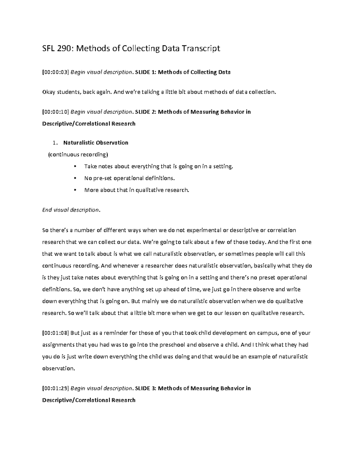 Lesson 10 - Warning: TT: undefined function: 32 SFL 290: Methods of Collecting Data Transcript ...