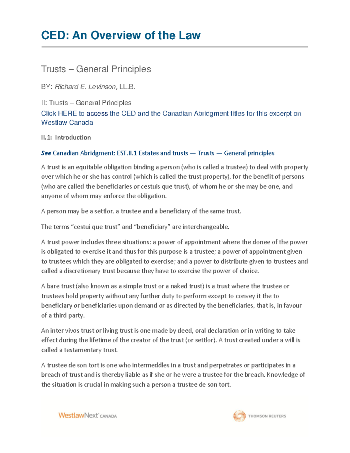 1398 CED Content Trusts General - Trusts – General Principles BY ...