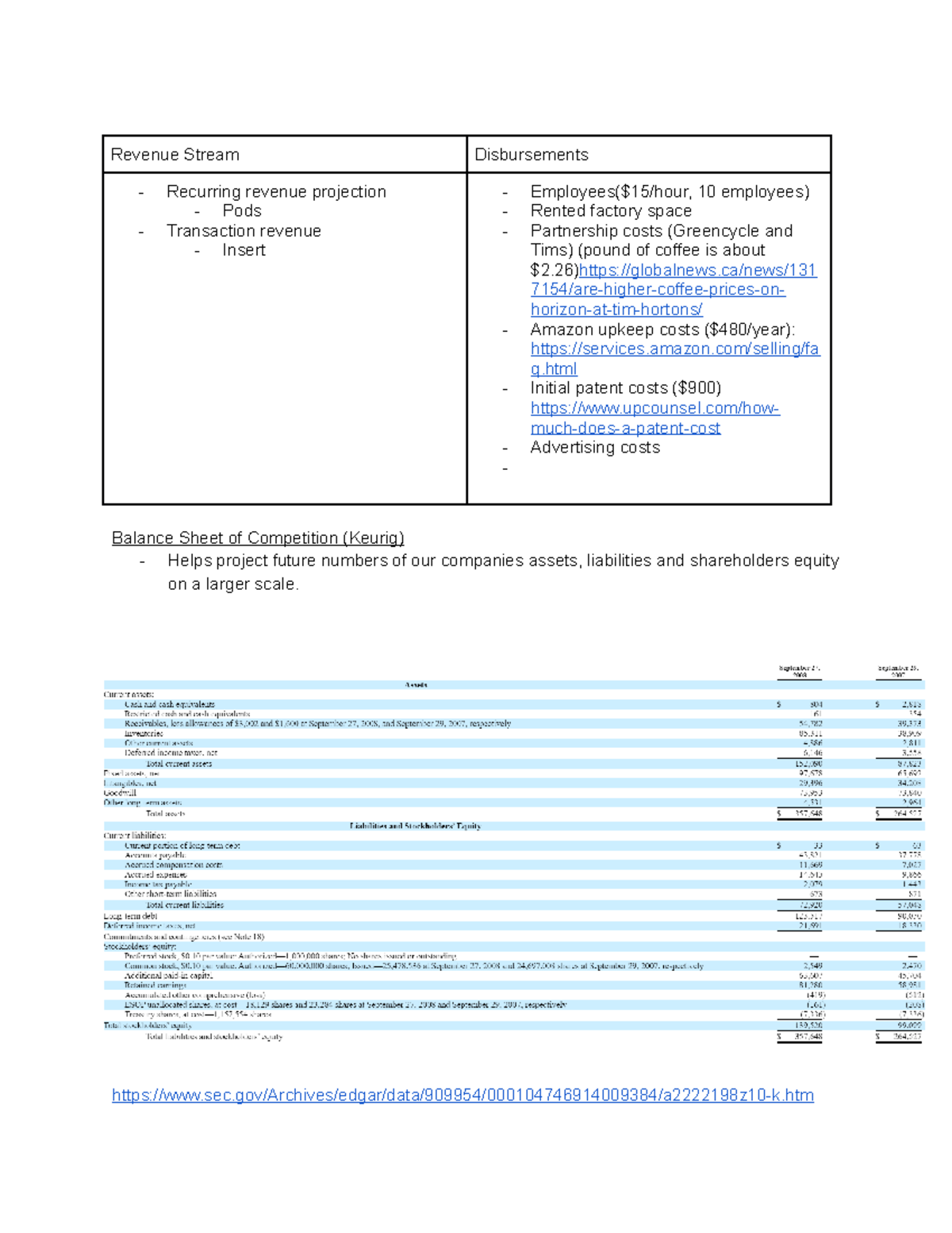 Financial Projections - Revenue Stream Disbursements Recurring revenue ...