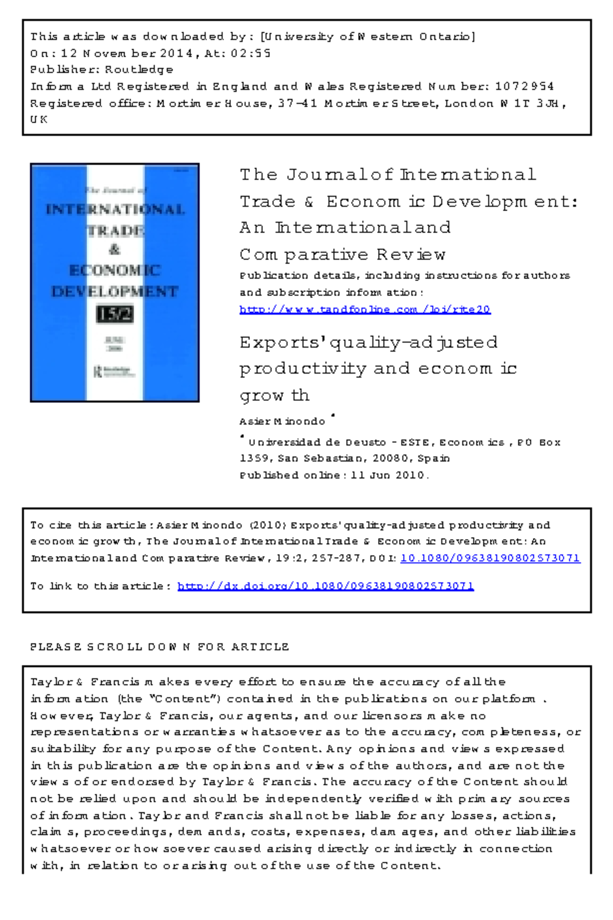 Minondo 2010 - This is materials released by professors for referencing ...