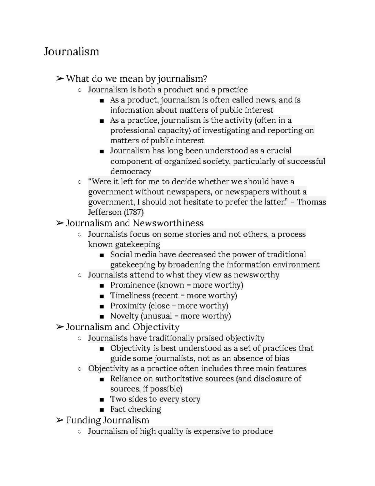 Comm 1500 Lecture Notes 3 - Journalism What do we mean by journalism ...