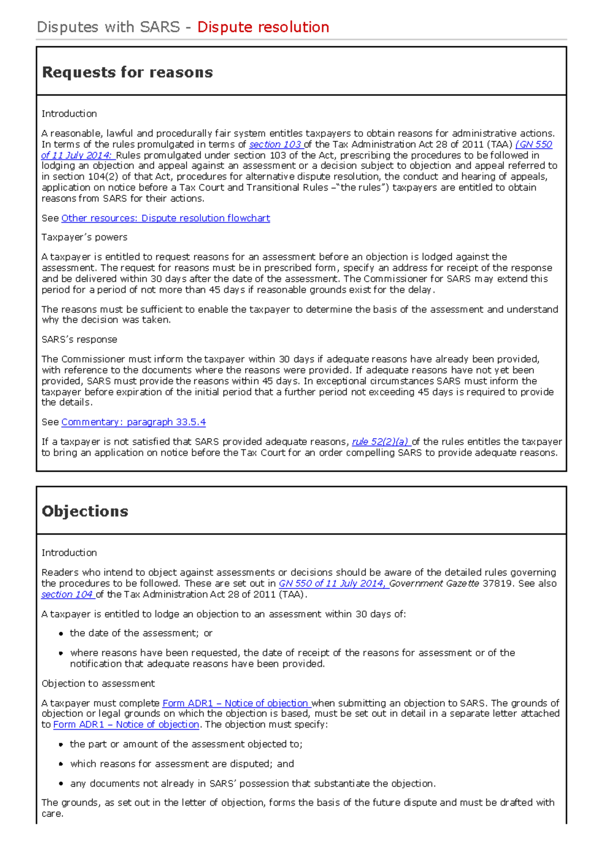Dispute resolution - Disputes with SARS ­ Dispute resolution Requests ...