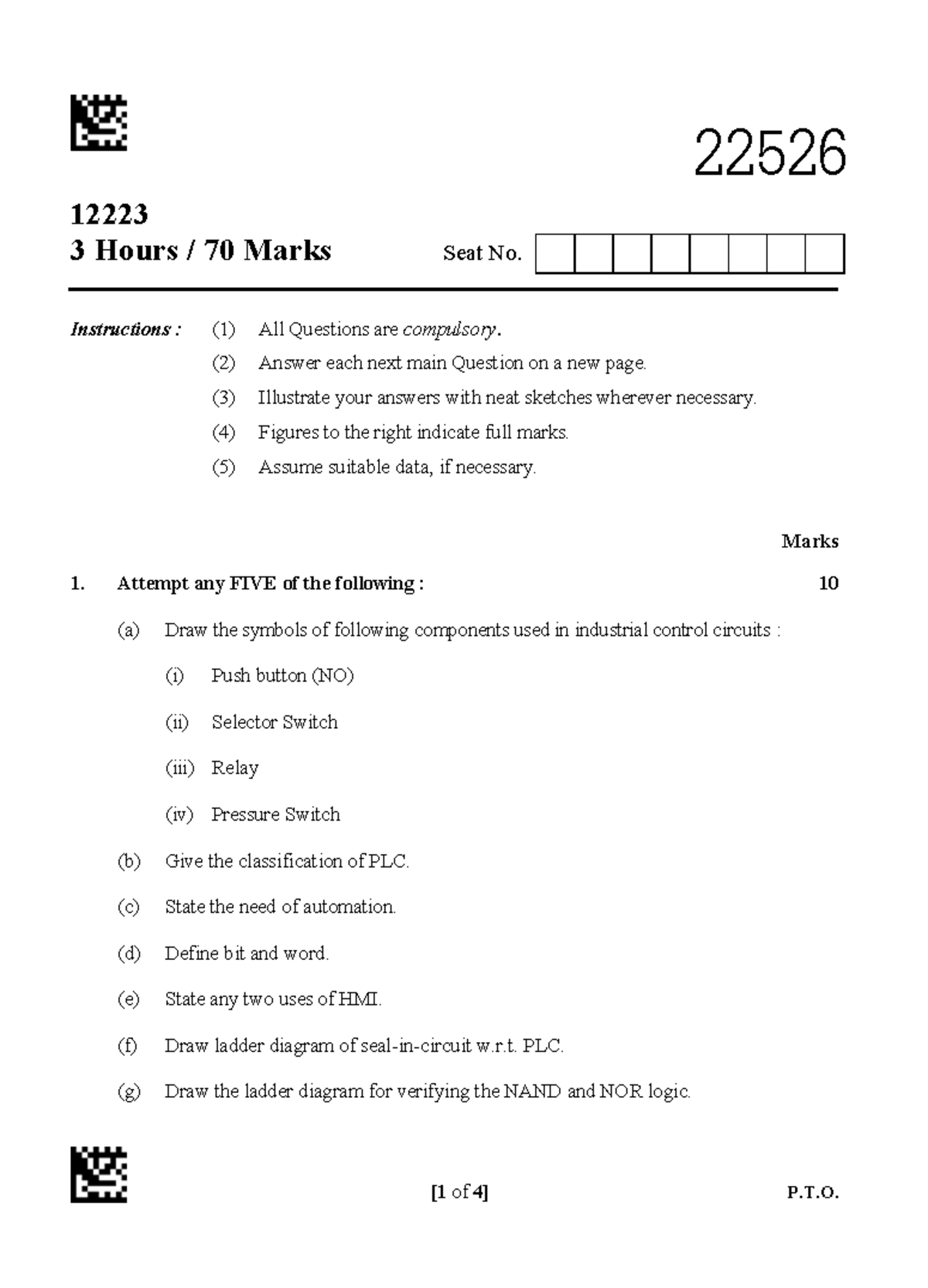 22526 - This is model answer paper - 22526 [1 of 4] P.T. 12223 3 Hours ...