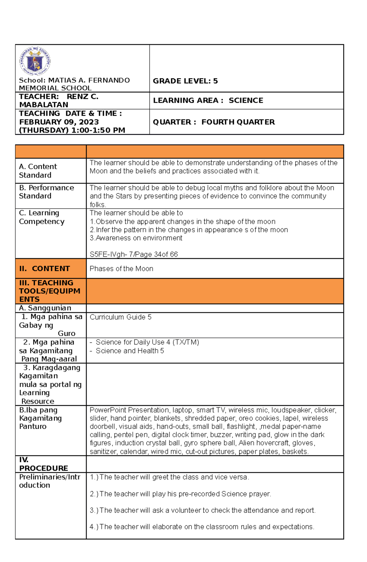 2023 COT Science 5 FTHp - profound - School: MATIAS A. FERNANDO ...