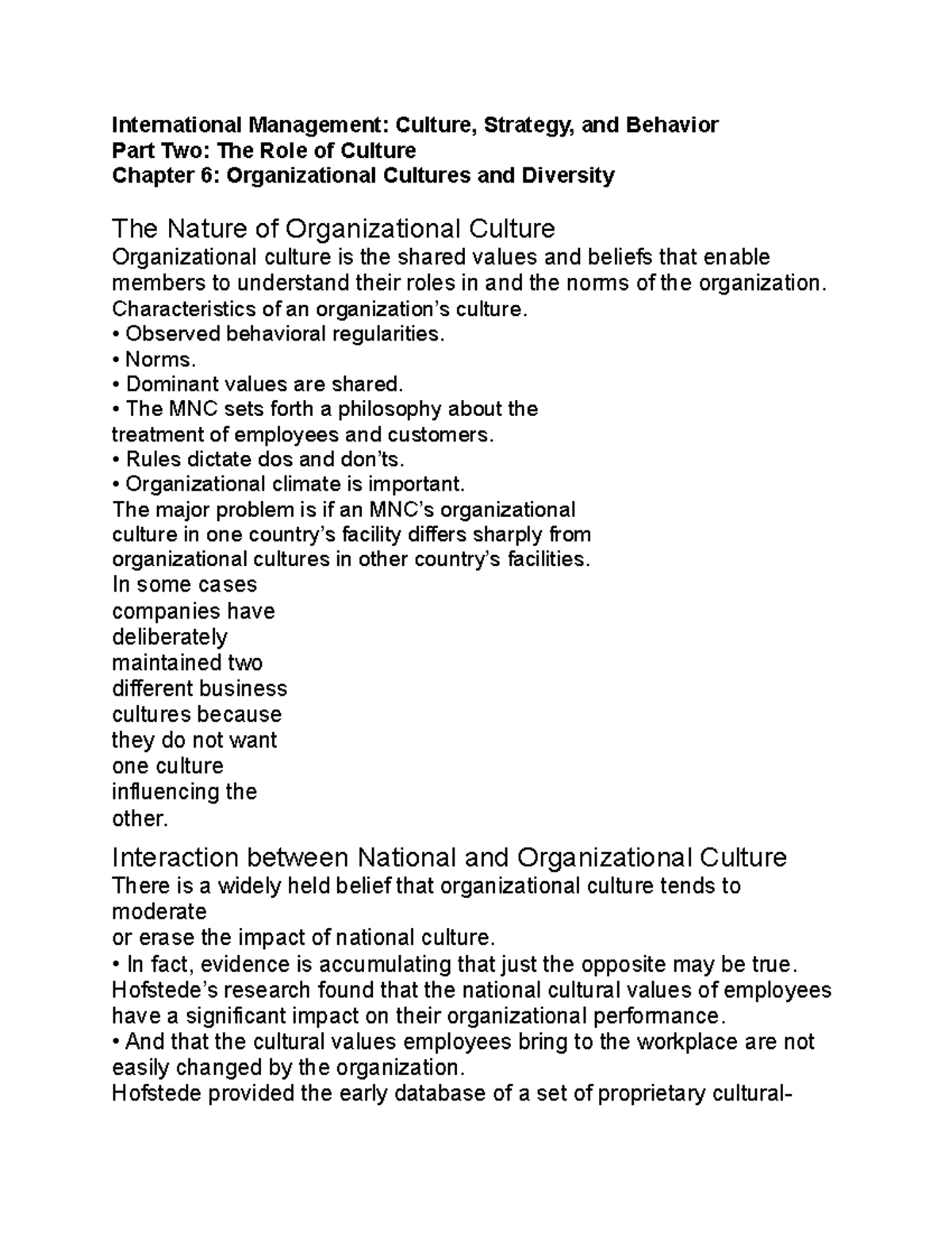 International Management Chapter 6 - International Management: Culture, Strategy, and Behavior ...