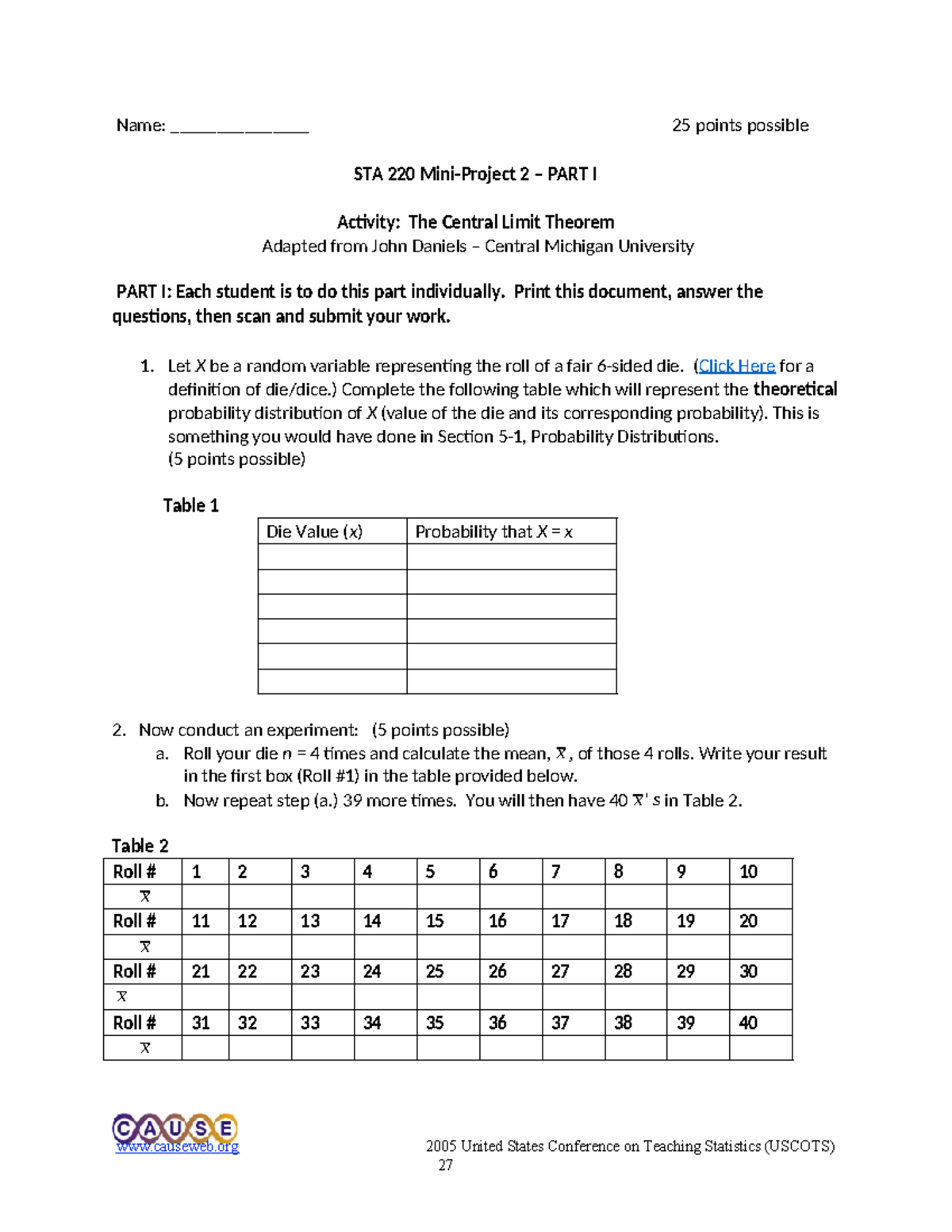 STA 220 Mini Project 2 Part 1 Individual - Name: _______________ 25 ...