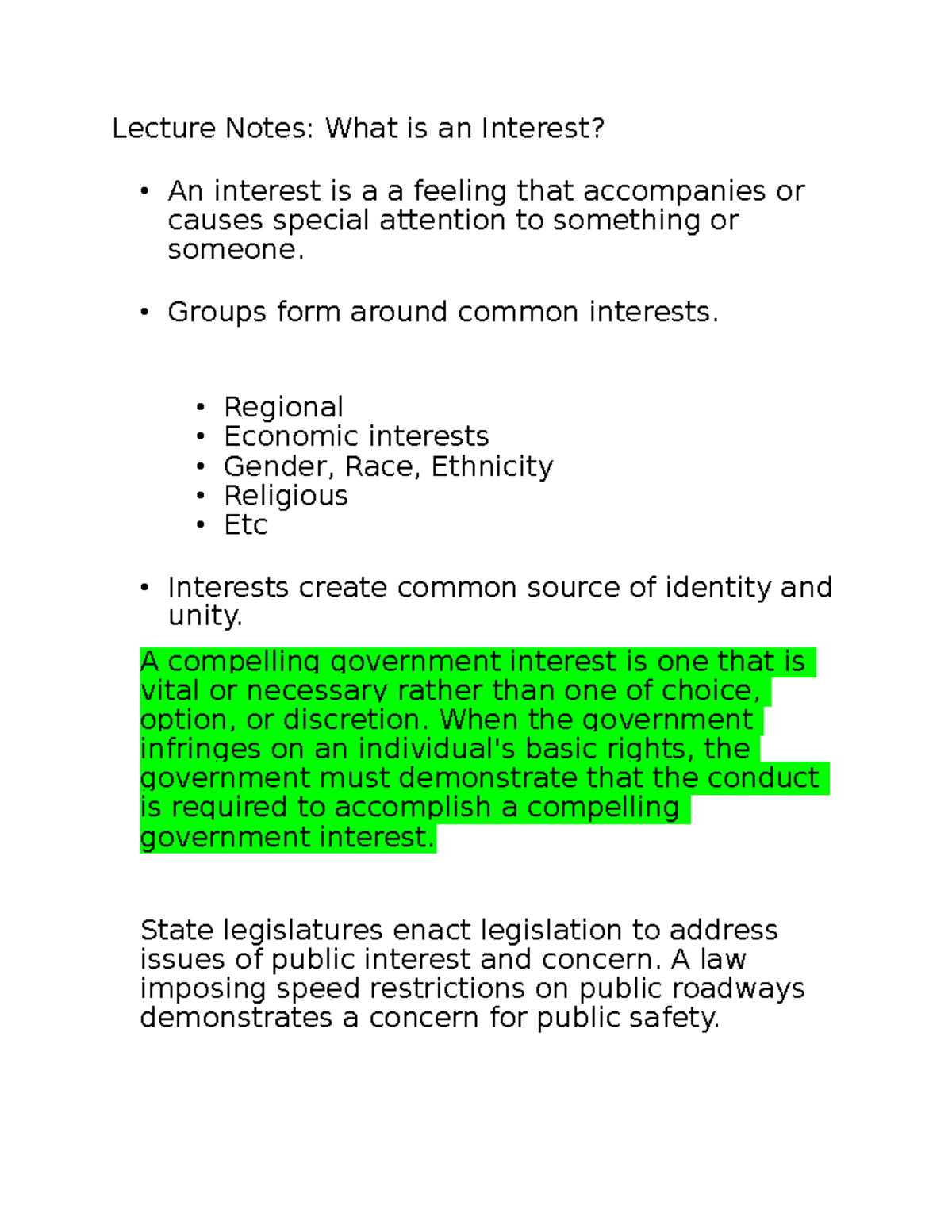 What is an interest - Lecture Notes: What is an Interest? An interest ...