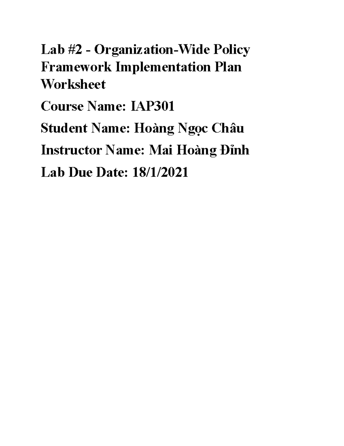 IAP301 Lab2 IA1406 This is for free hehe - Lab #2 - Organization-Wide ...