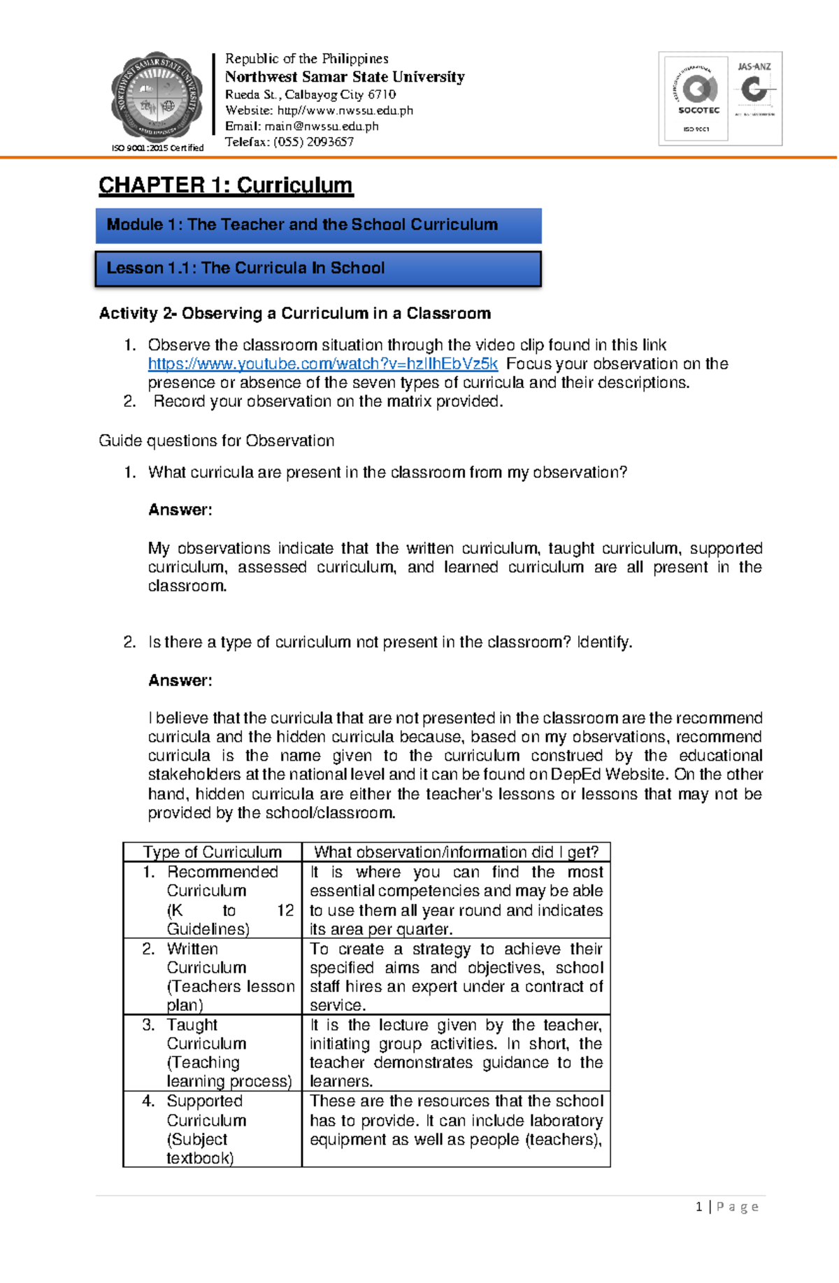 Suarez ACT2 M1 Lesson 1 - It's all about teacher and school curriculum ...