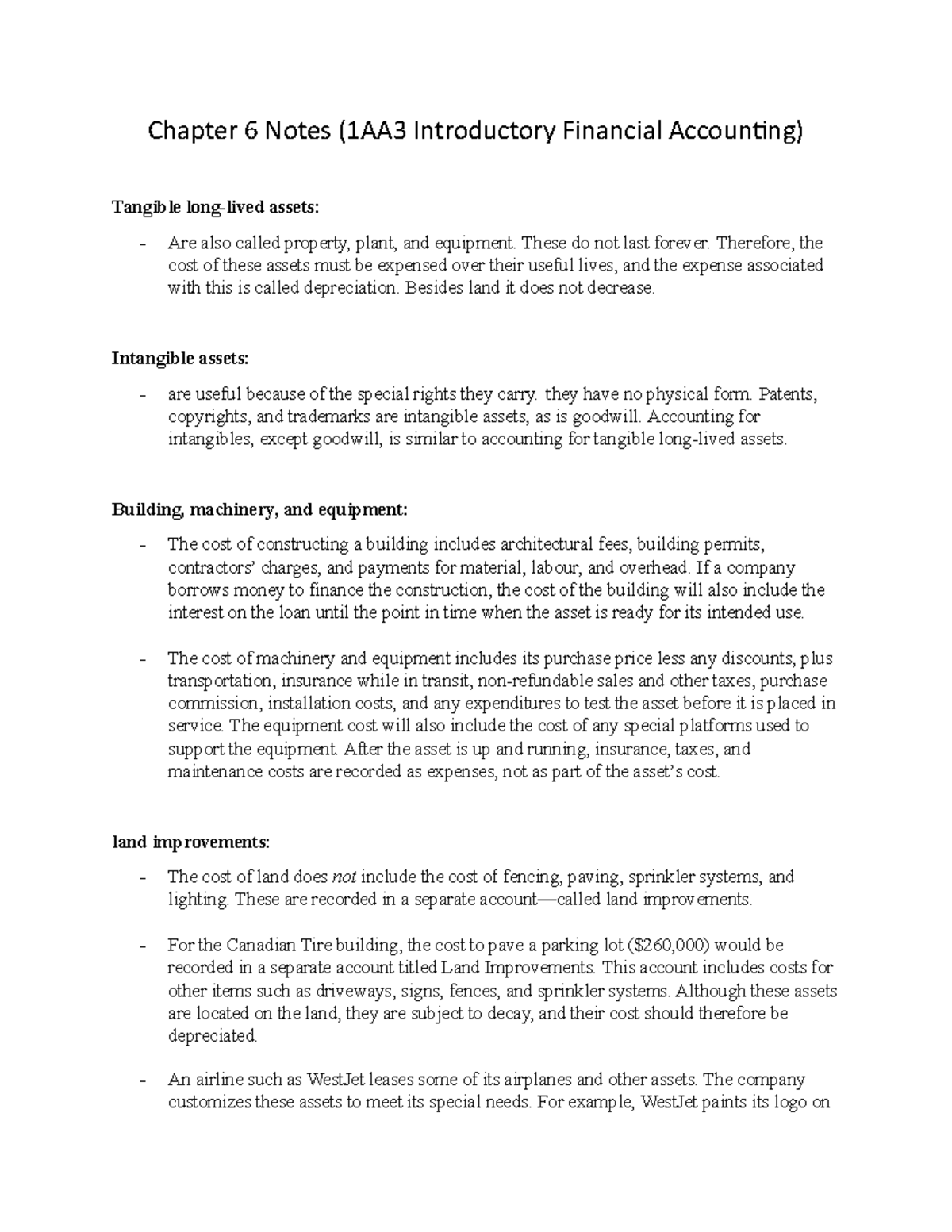 Chapter 6 Notes (1AA3 Introductory Financial Accounting) - Chapter 6 ...