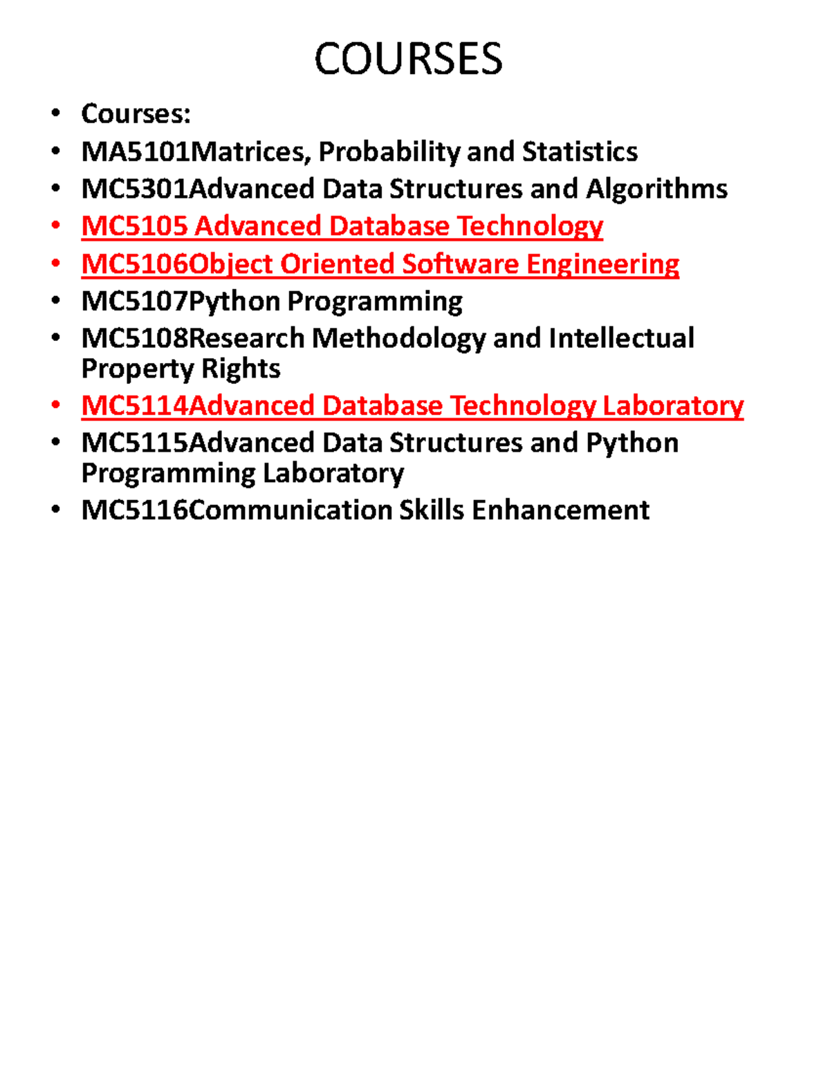 Oose unit 1 - Fundamental of oose - COURSES • Courses: • MA 5101 ...