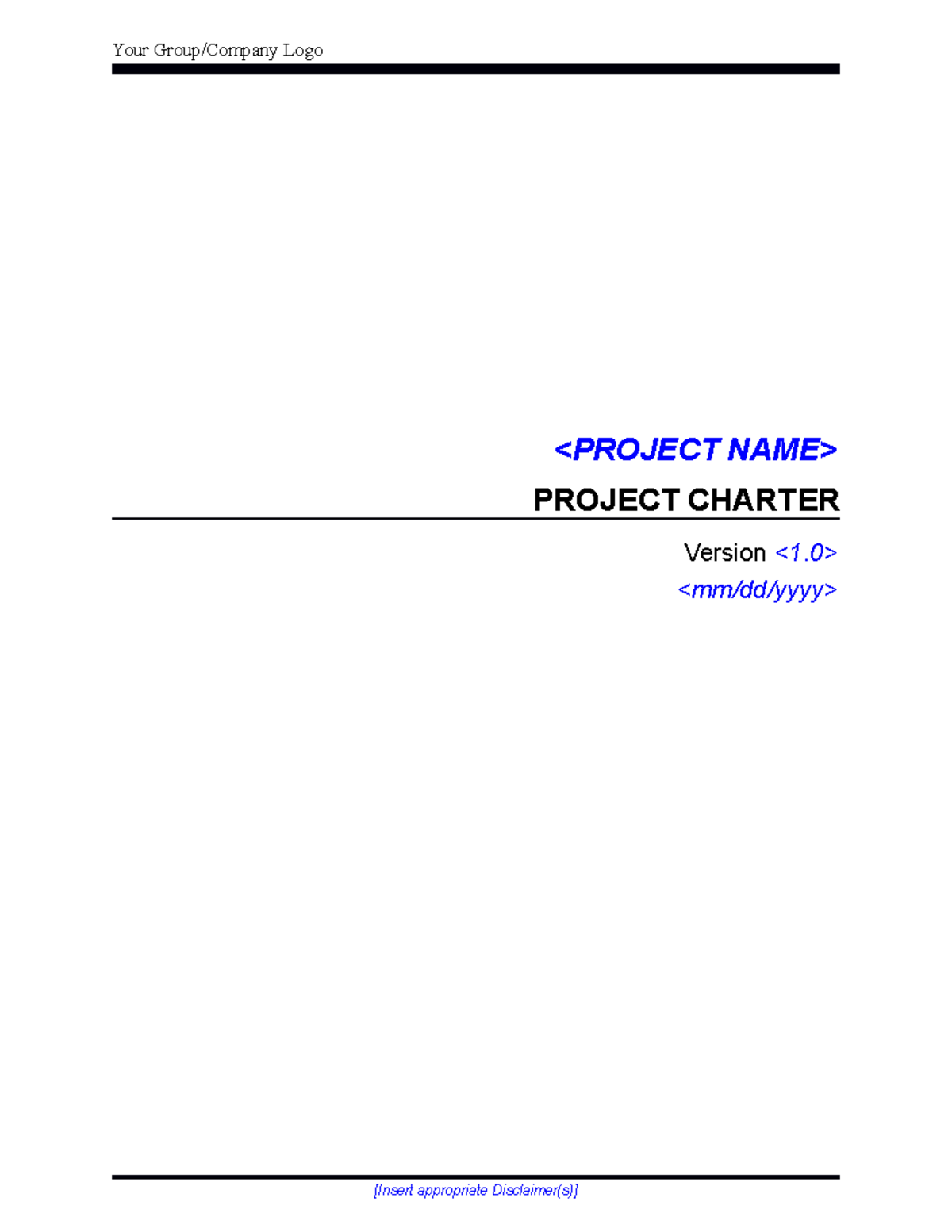 Project Charter Example Template 1 - Your Group/Company Logo PROJECT ...