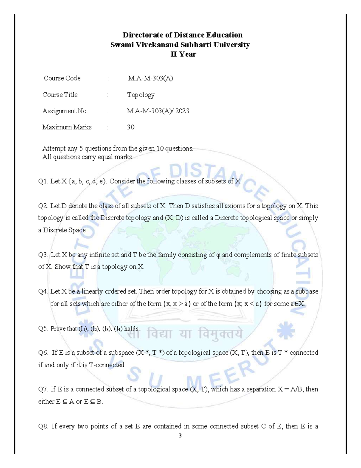 mathematics njjjj - Directorate of Distance Education Swami Vivekanand ...