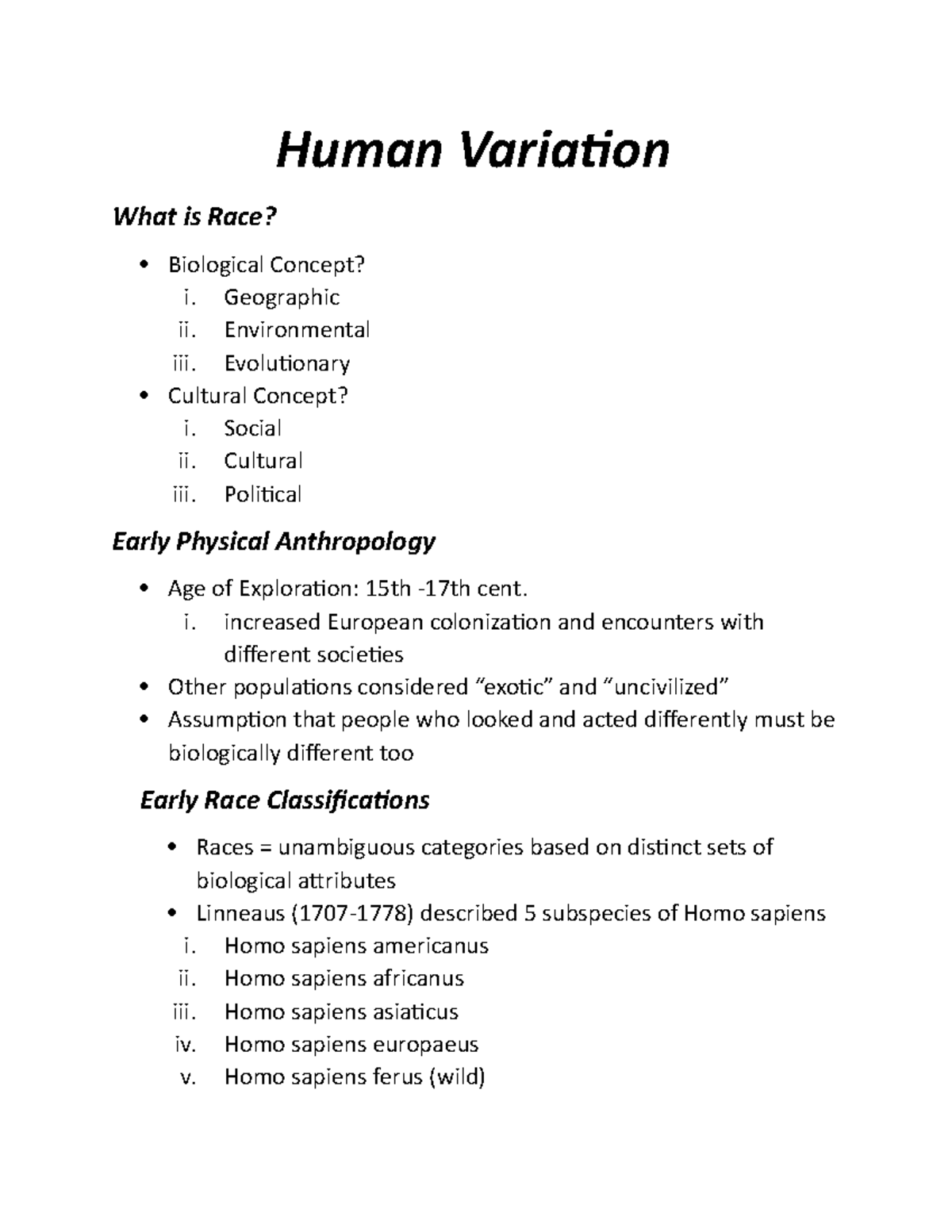 Lecture 8 Human Variation - Human Variation What is Race? Biological ...