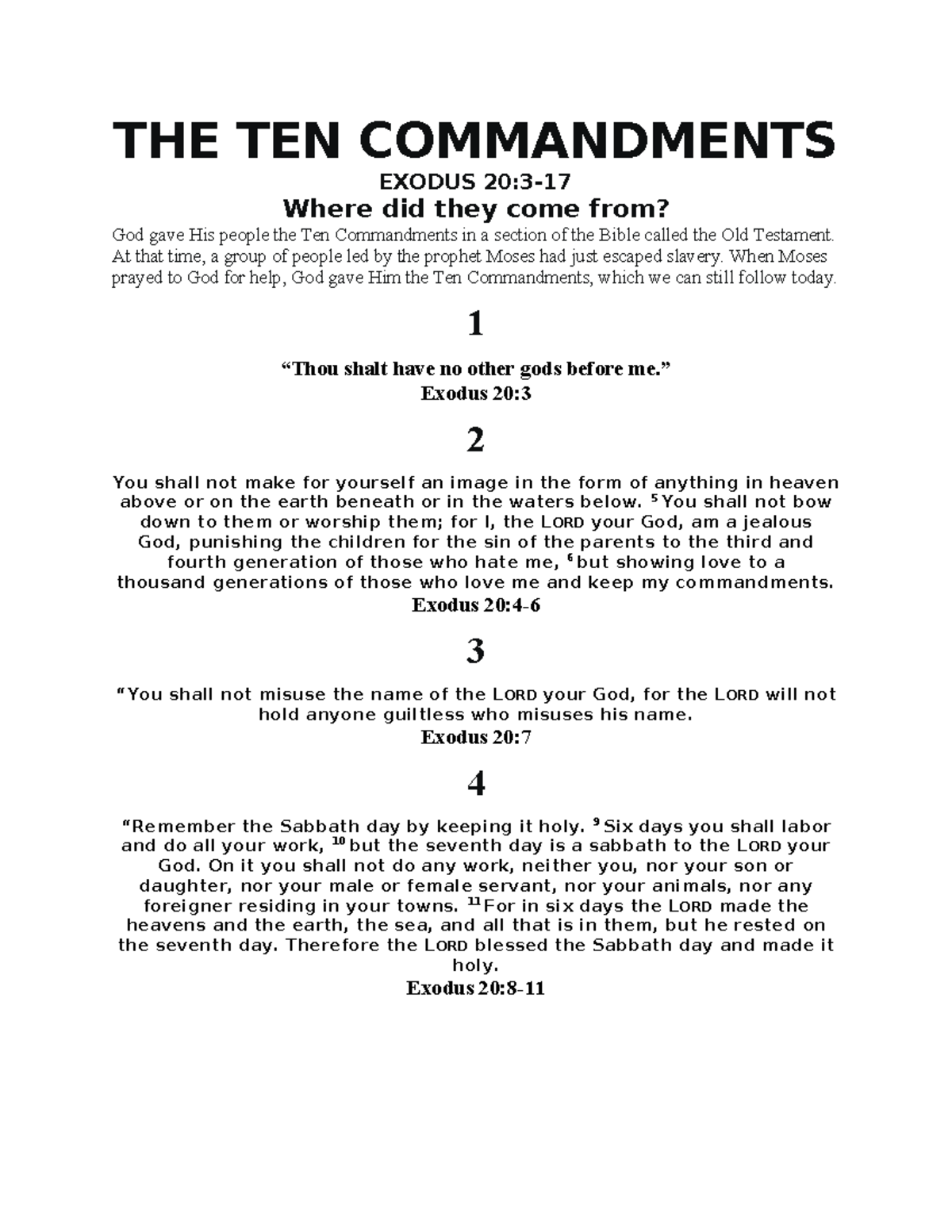 THE-10- Commandments - THE TEN COMMANDMENTS EXODUS 20:3- Where did they ...