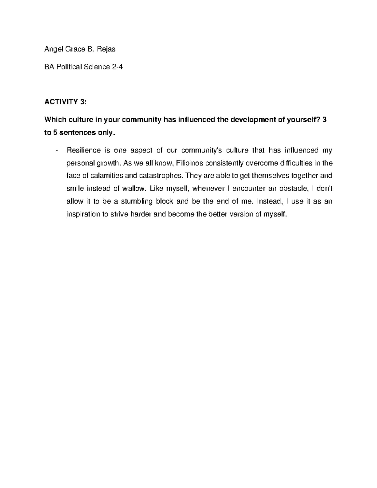 Rejas, Angel Grace B. - Activity 3 - Angel Grace B. Rejas BA Political ...