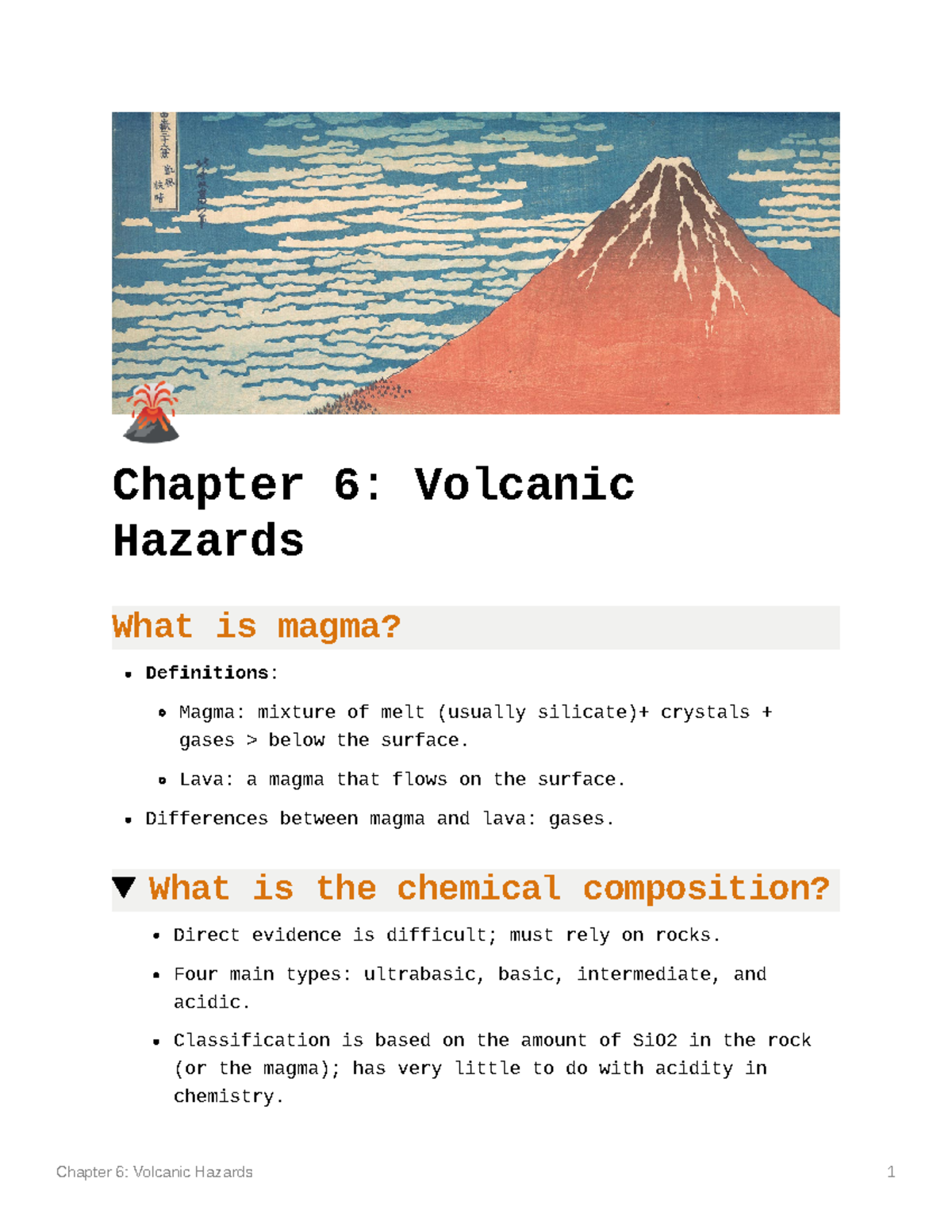 Chapter 6 Volcanic Hazards - ####### Chapter 6: Volcanic Hazards What is magma? Definitions ...