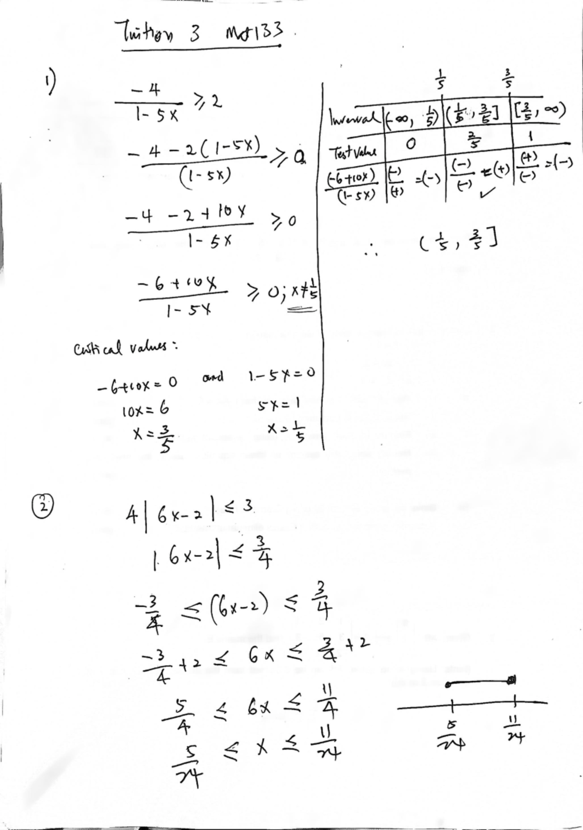 Tuition 3 Mat133 - Applied Science - Studocu