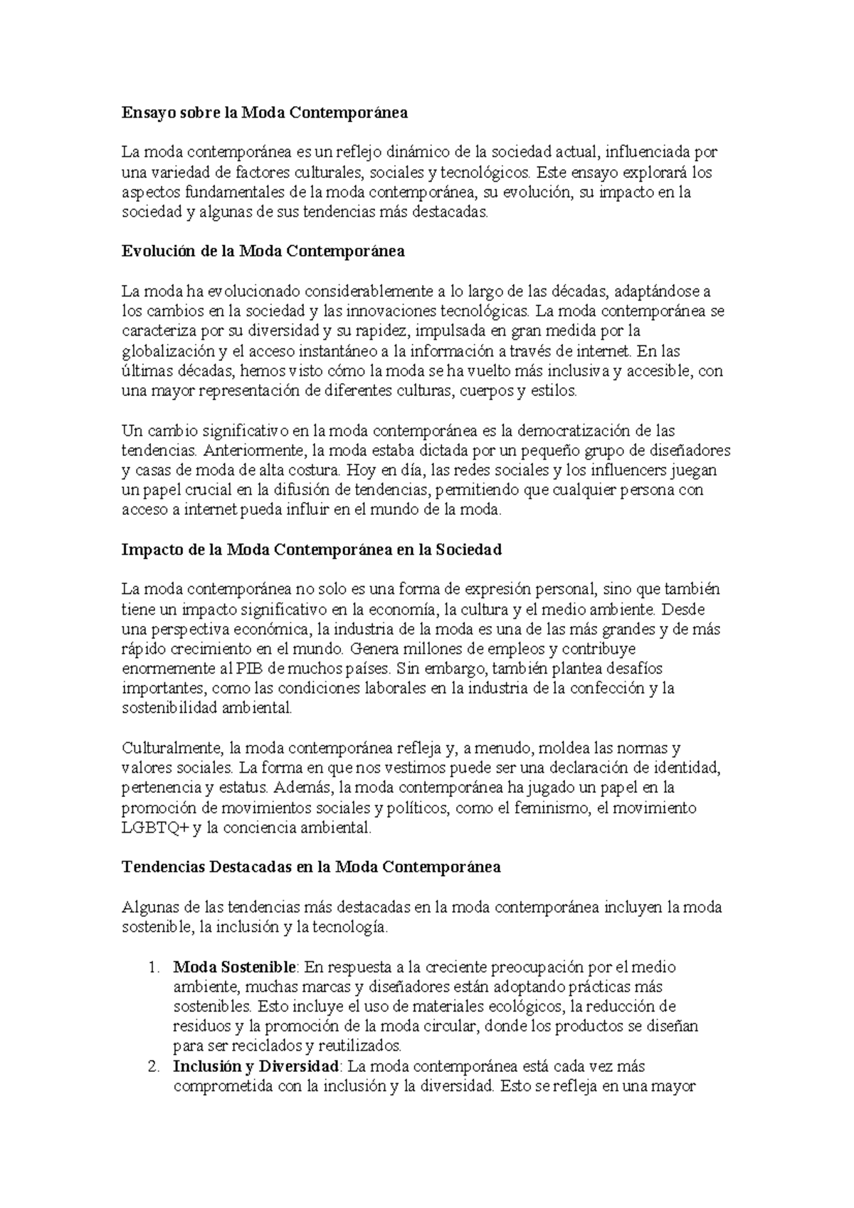 Ensayo sobre la Moda Contemporánea - Ensayo sobre la Moda Contemporánea ...