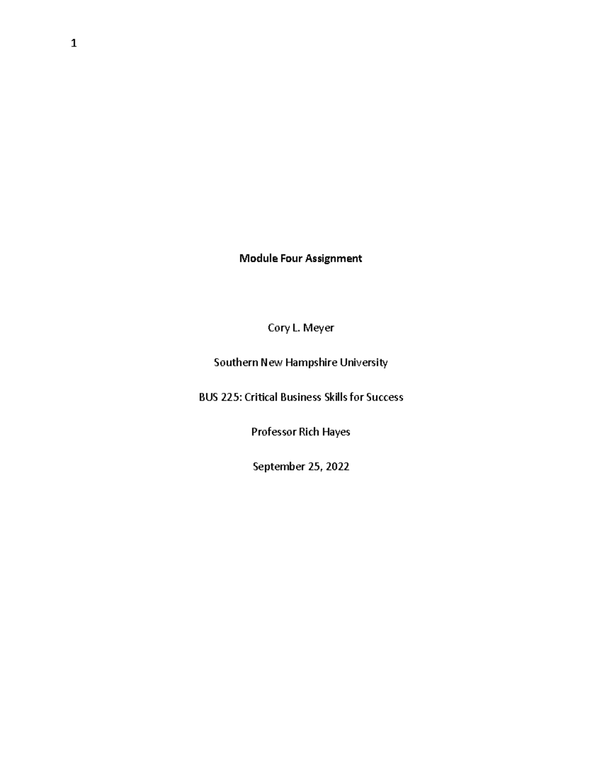 BUS225 Module Four Assignment - Module Four Assignment Cory L. Meyer ...