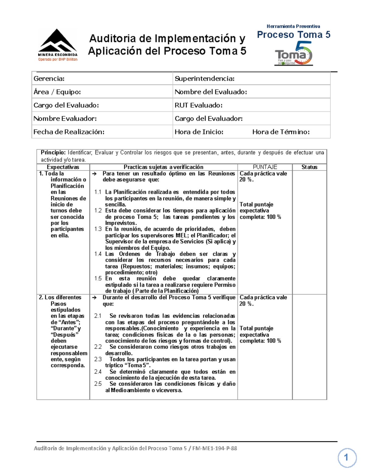 Auditoria de Implementacion y Aplicacion del Proceso Toma 5 ...