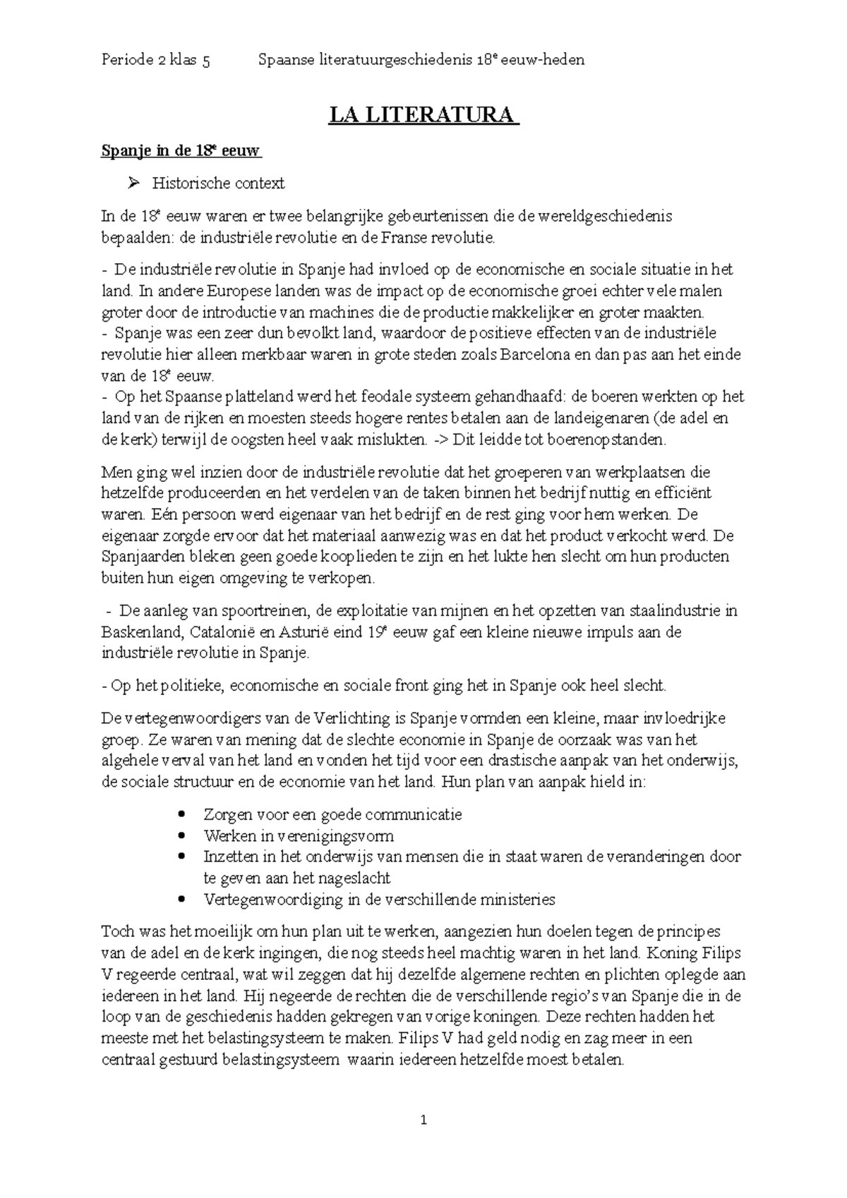 Literatuurgeschiedenis spaans middeleeuwen 18e eeuw - LA LITERATURA ...