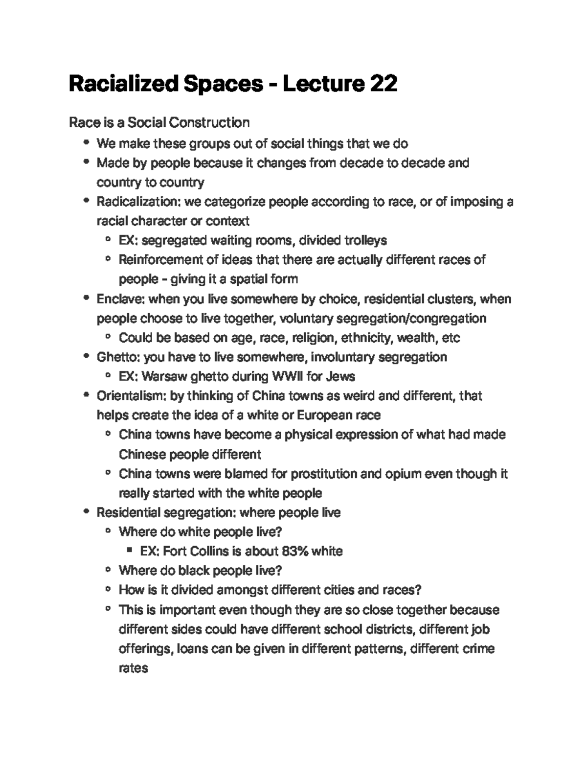 Racialized Spaces - Lecture 22 - Ra c i a l i ze d S p a c e s - Le c t ...