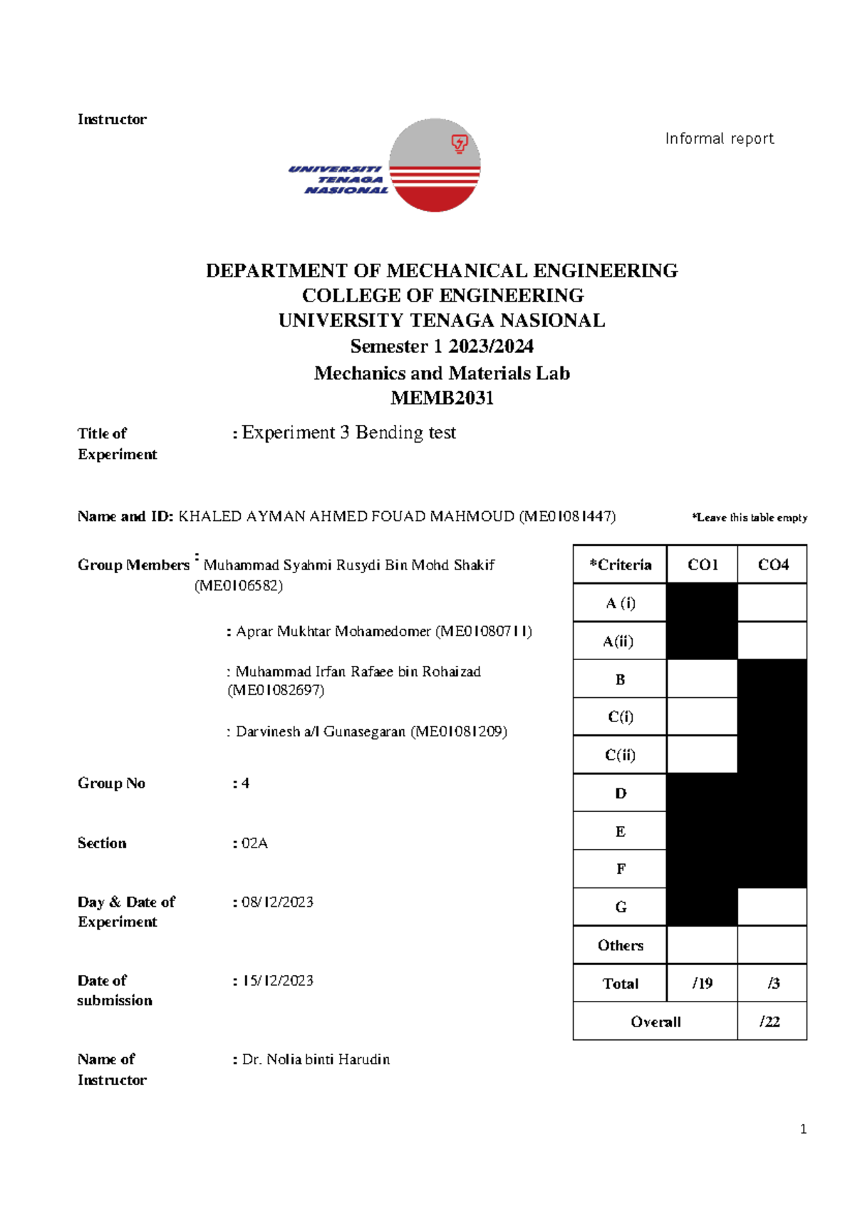 Exp3 MOM lab uniten - Instructor Informal report DEPARTMENT OF ...
