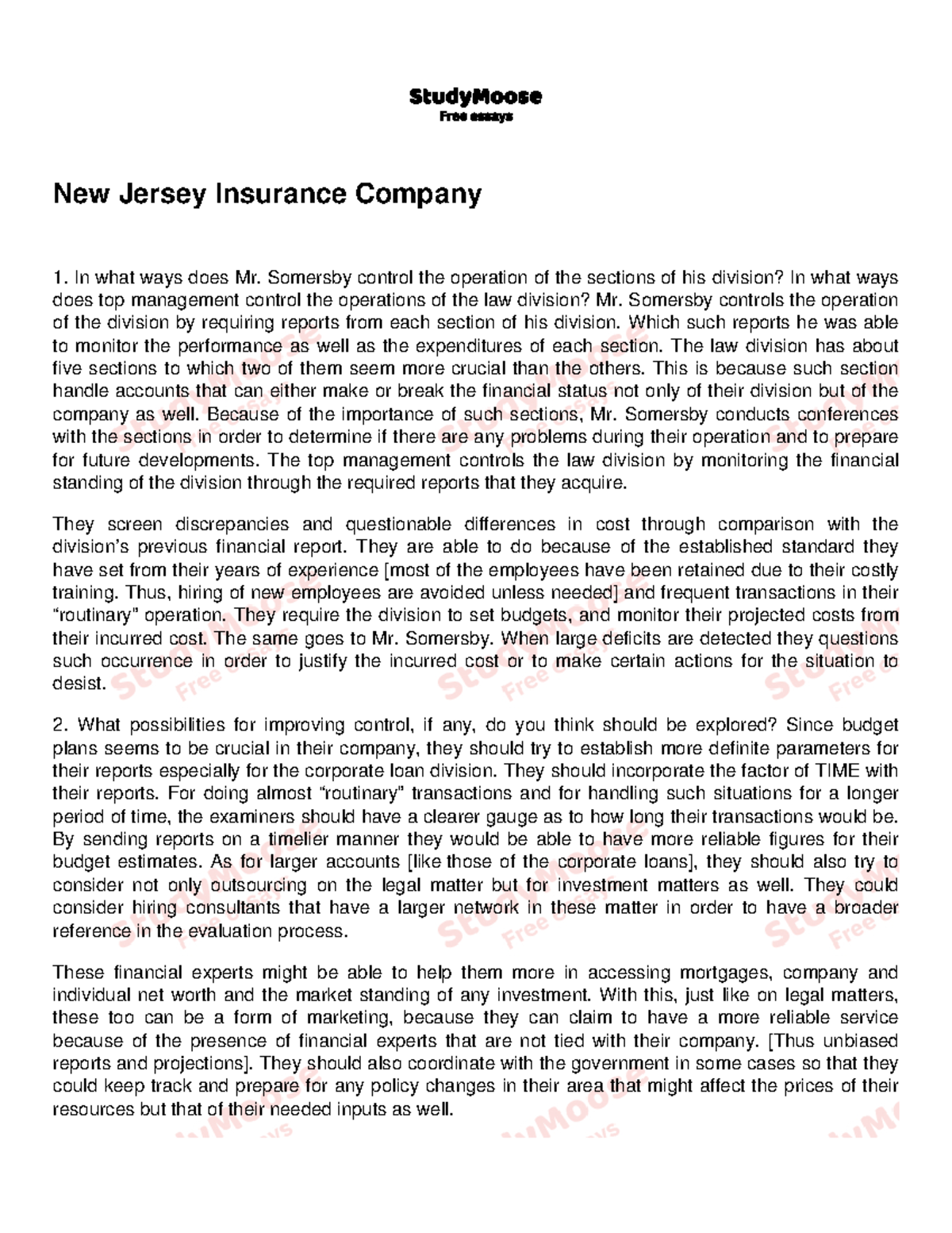 New Jersey Insurance Company - Somersby control the operation of the ...