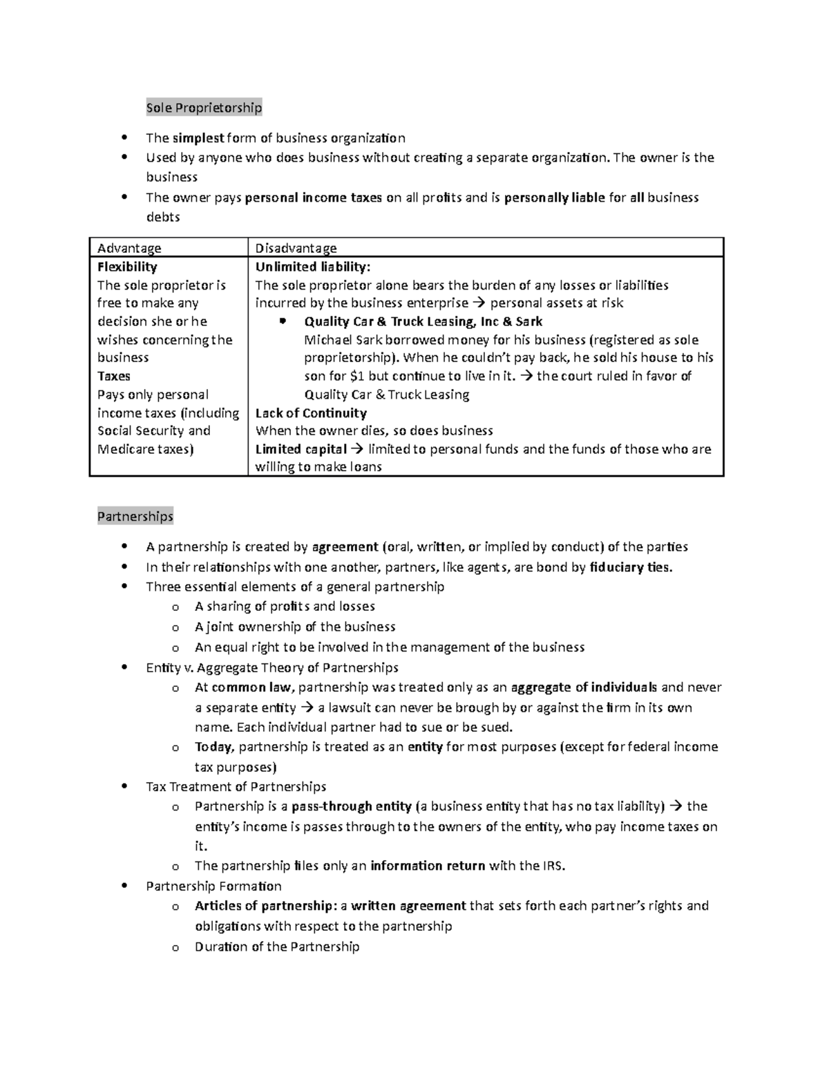 Chapter 23 Sole Proprietorship, Partnerships, and Limited Liability ...