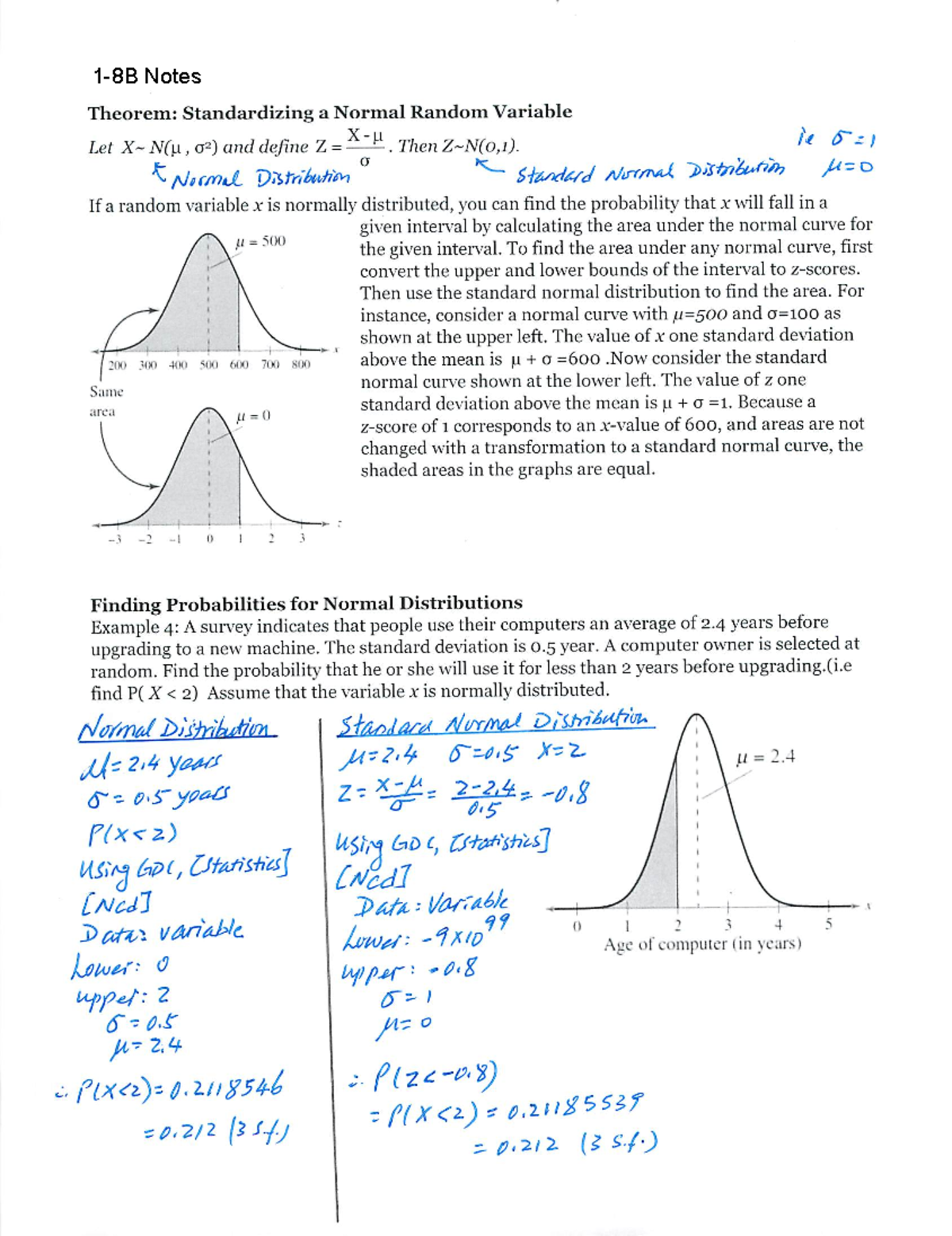 1-8B Notes MCV4U7 Unit 1-8 Normal Distribution - Notes Theorem ...