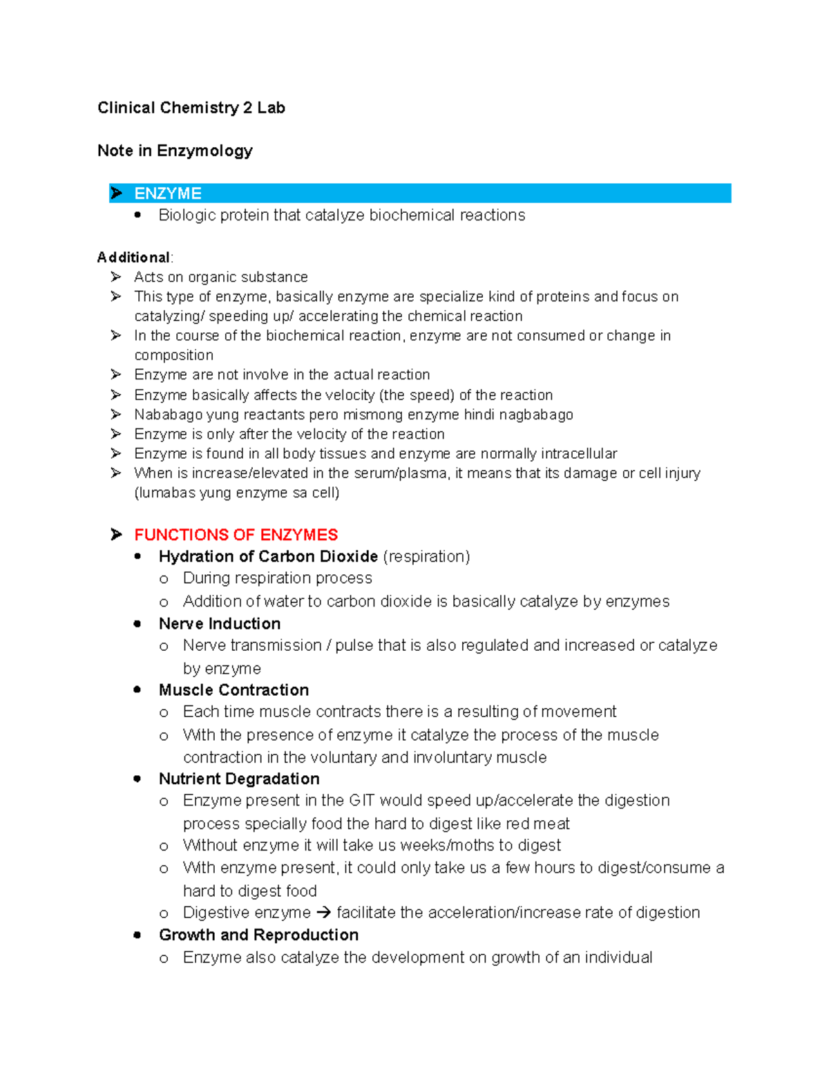 Clinical Chemistry 2 Lab 1st monthly - Clinical Chemistry 2 Lab Note in ...