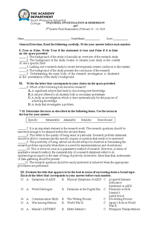 3Is 4TH Final EXAM - for examination - Downloaded by Karl Davey ...